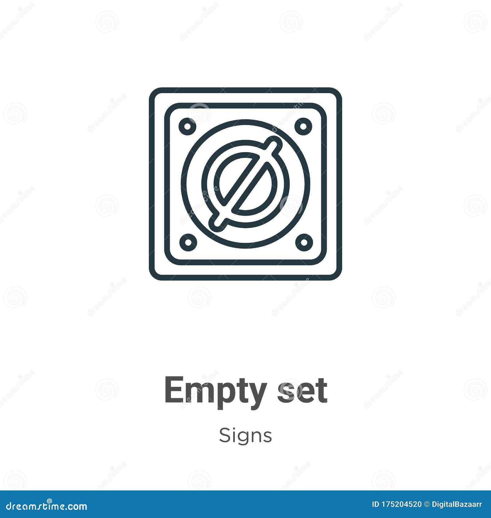Empty Set Outline Vector Icon. Thin Line Black Empty Set Icon, Flat ...