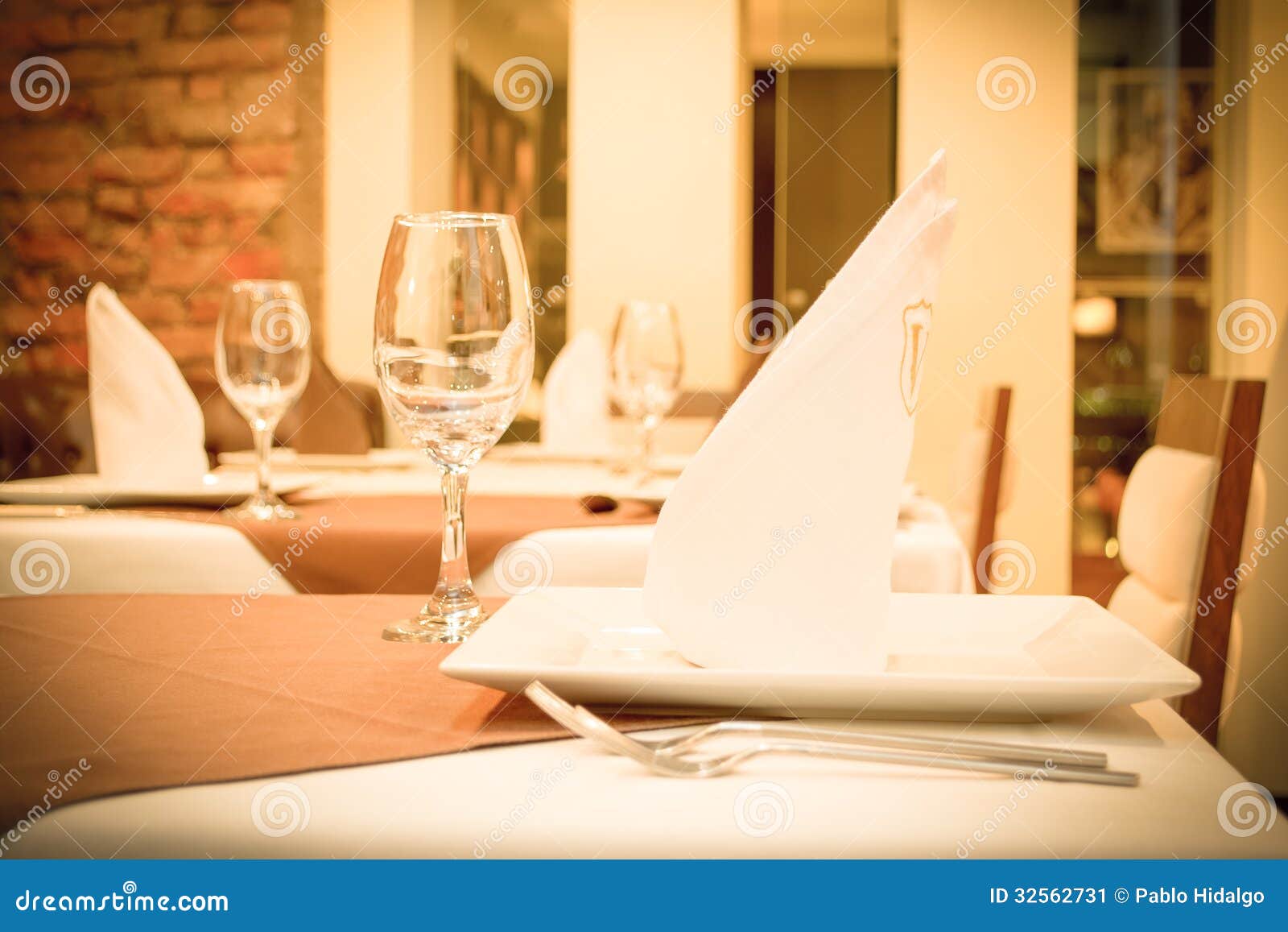 Empty set in restaurant stock image. Image of dinner - 32562731
