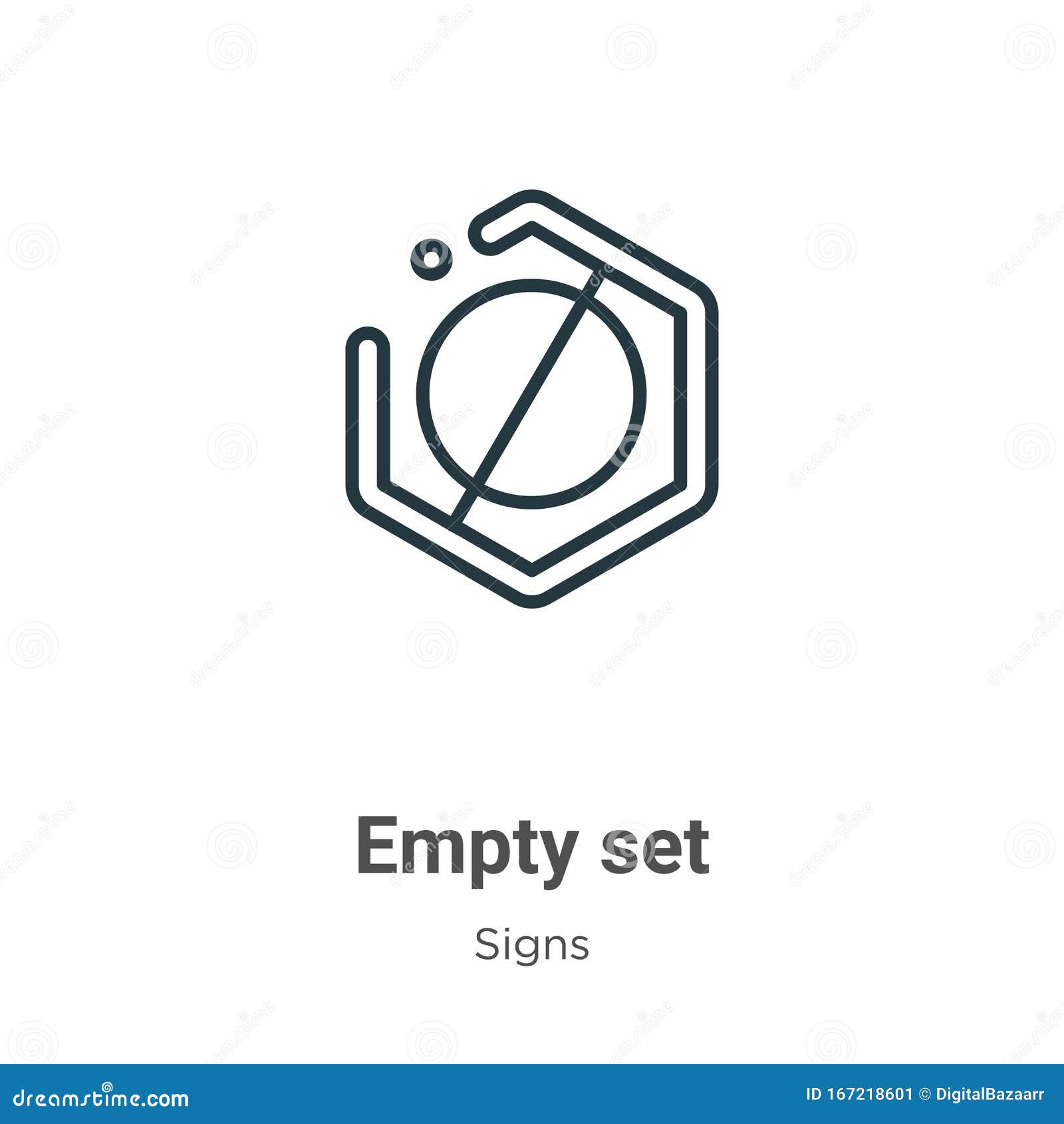 Empty Set Symbol Outline Vector Icon. Thin Line Black Empty Set Symbol ...