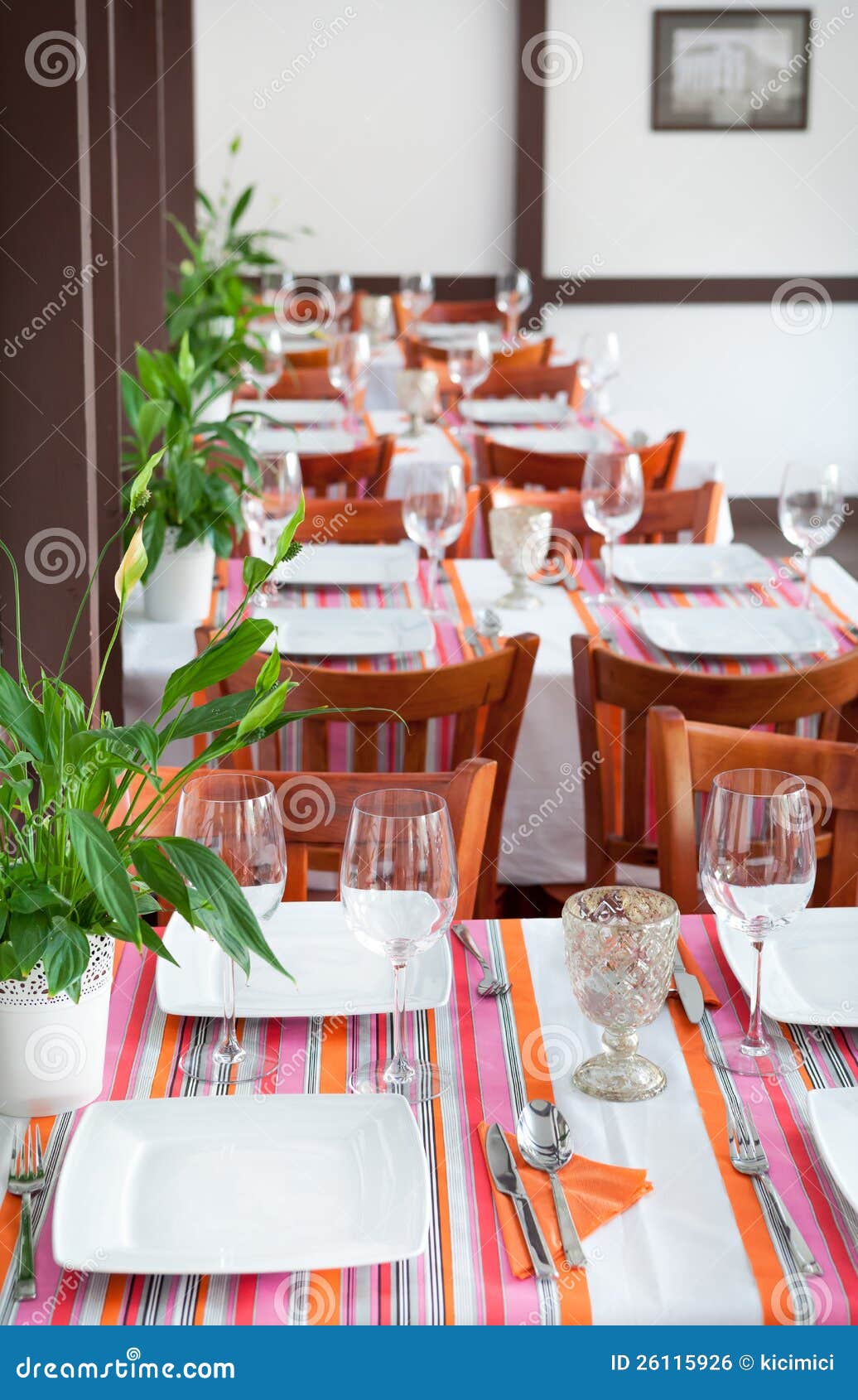 Empty Set Tables Inside the Classic Restaurant Stock Photo - Image of ...