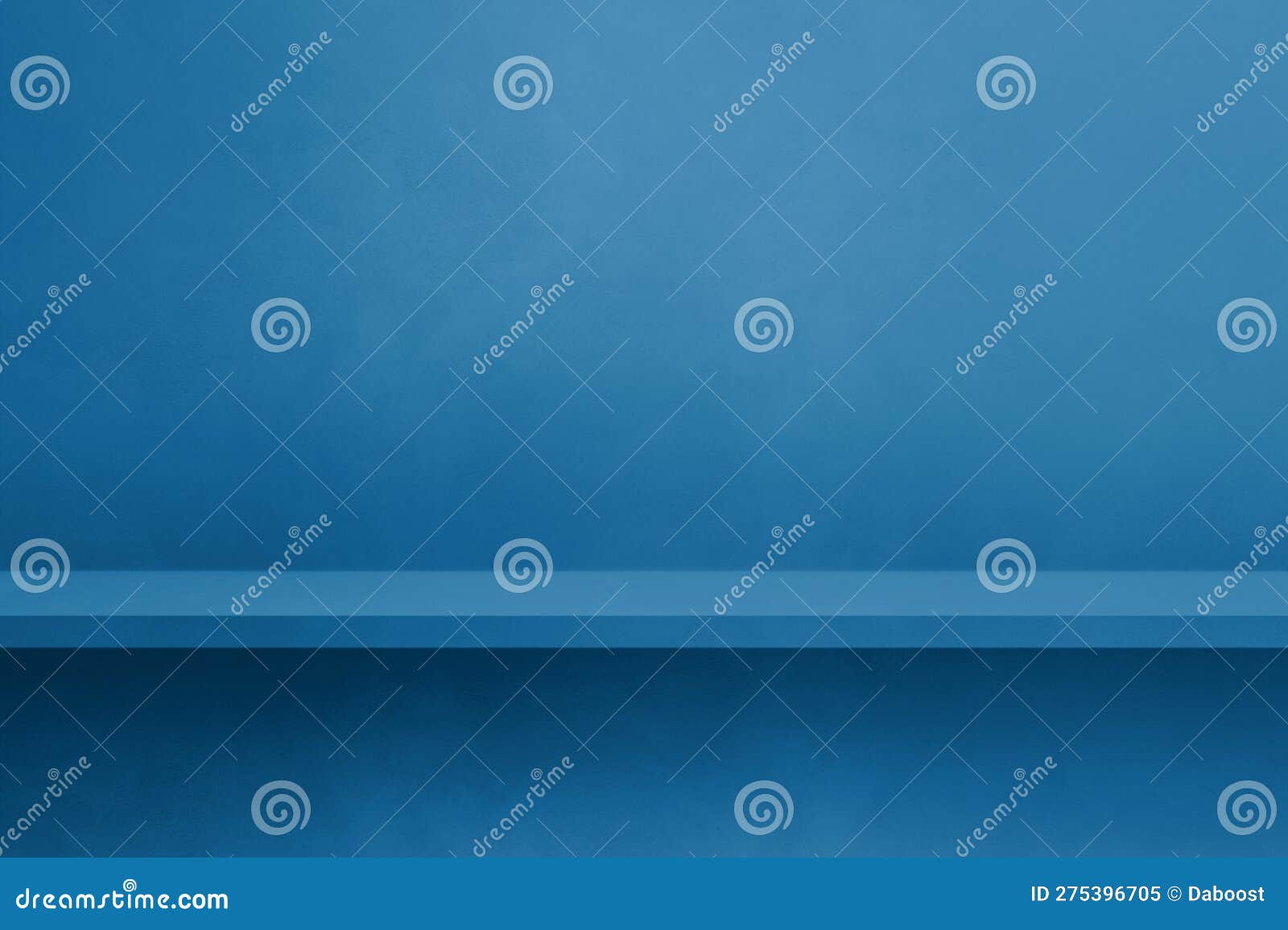 Empty Shelf on a Blue Concrete Wall. Background Template. Horizontal ...