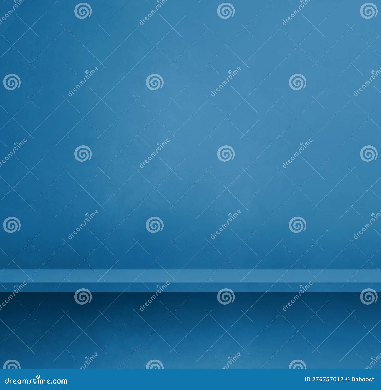 Empty Shelf on a Blue Concrete Wall. Background Template. Square Mockup ...