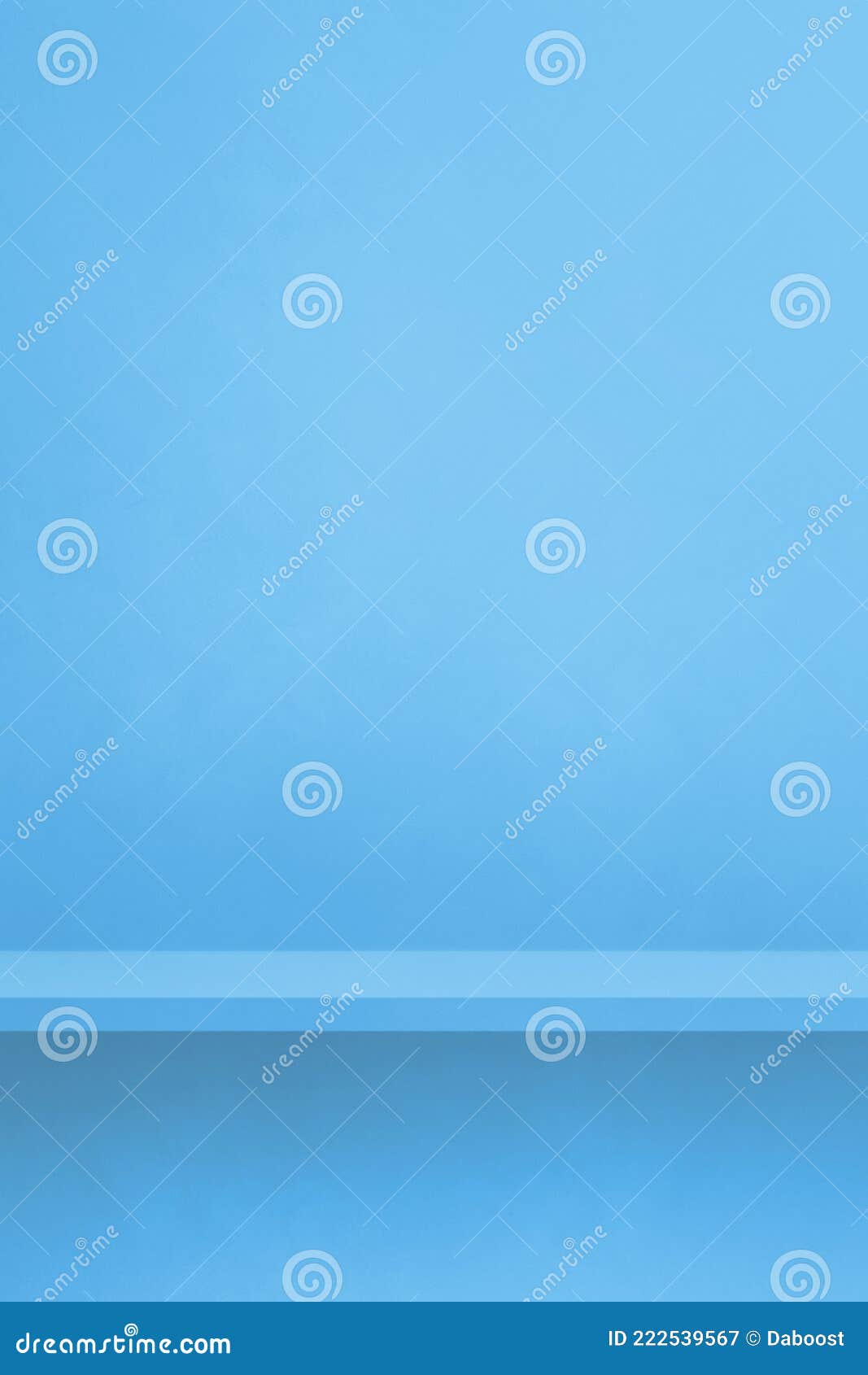 Empty Shelf on a Blue Wall. Background Template. Vertical Backdrop ...