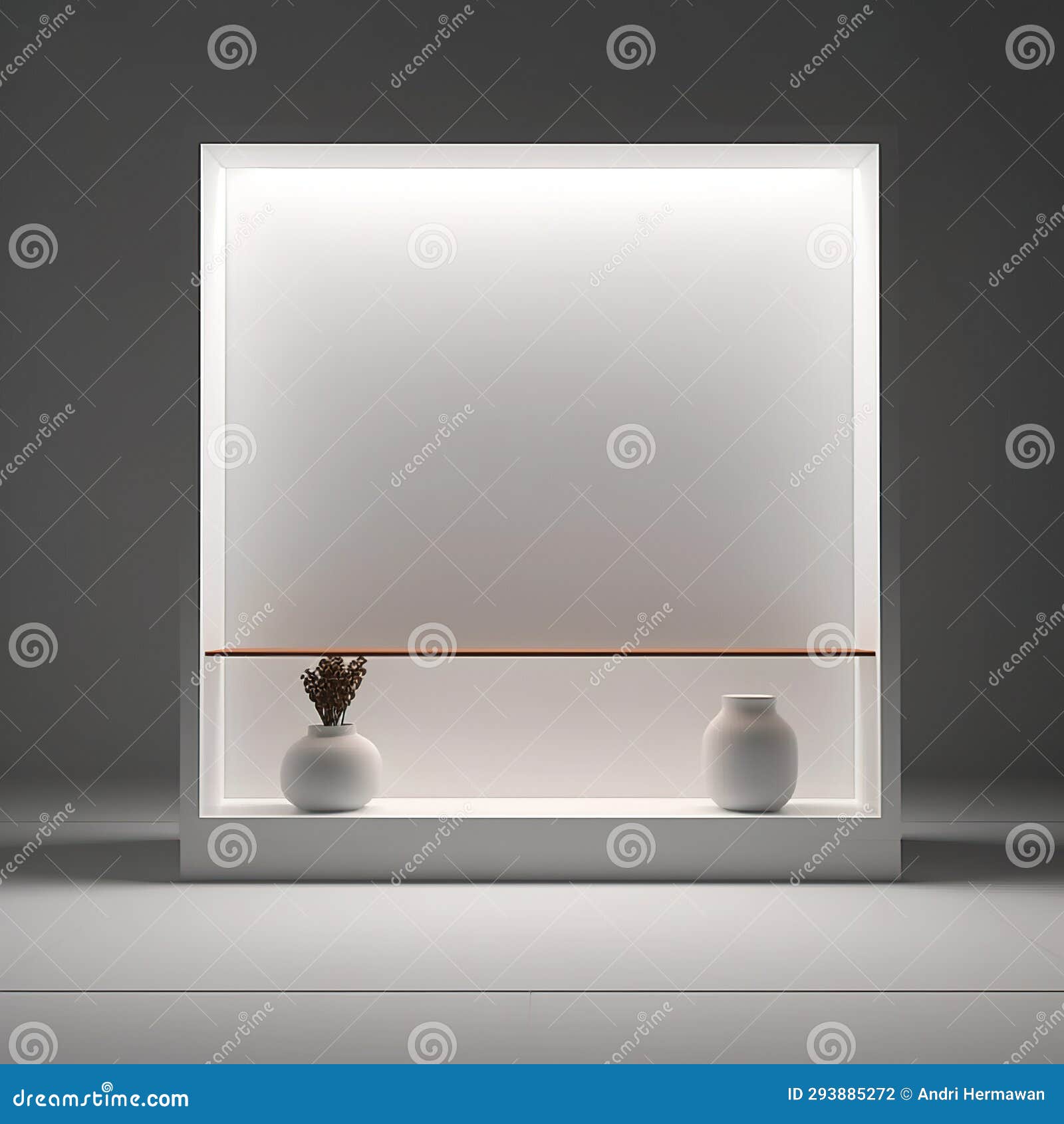 Empty Shelf in the Center Dark Room Stock Illustration - Illustration ...