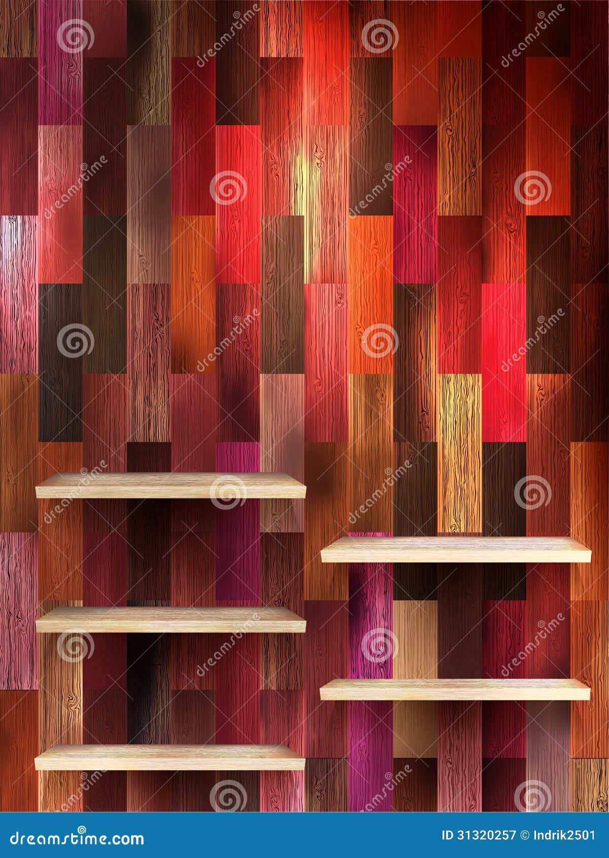 Empty Shelf for Exhibit on Color Wood. EPS 10 Stock Vector ...