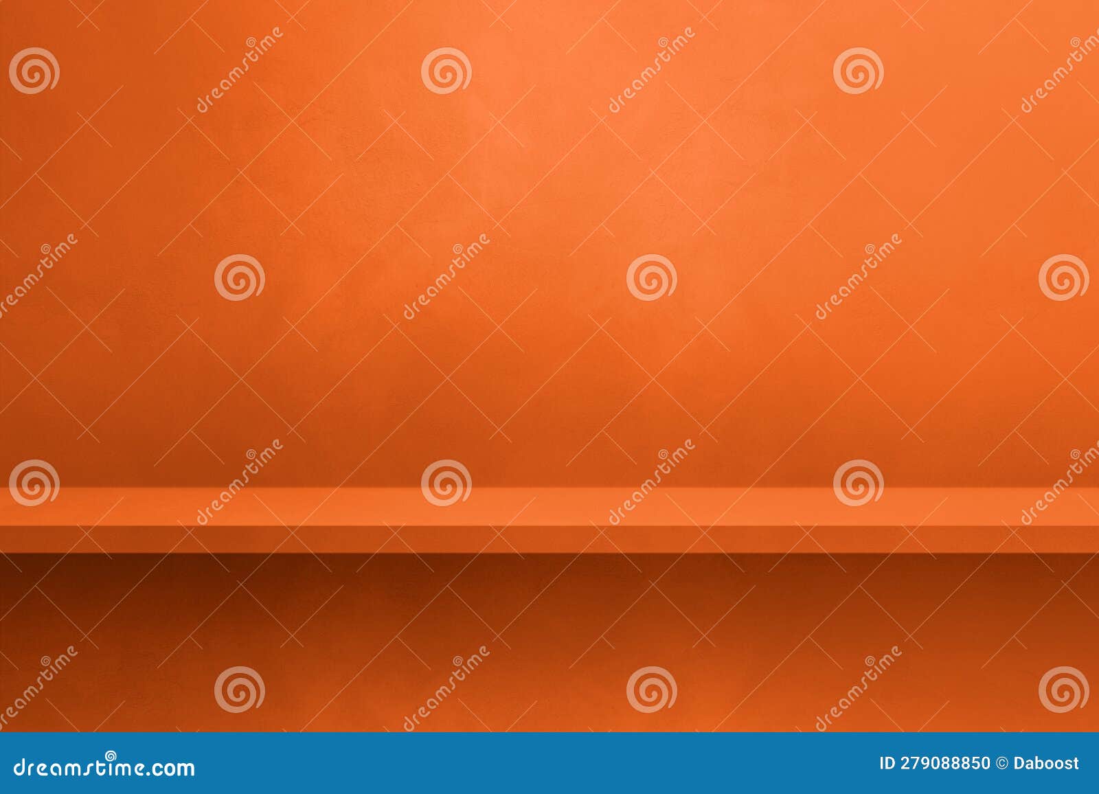 Empty Shelf on a Neon Orange Concrete Wall. Background Template ...