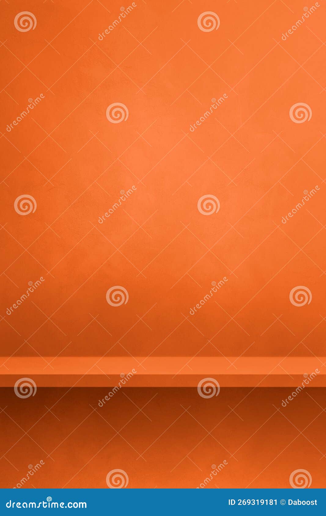 Empty Shelf on a Neon Orange Concrete Wall. Background Template ...