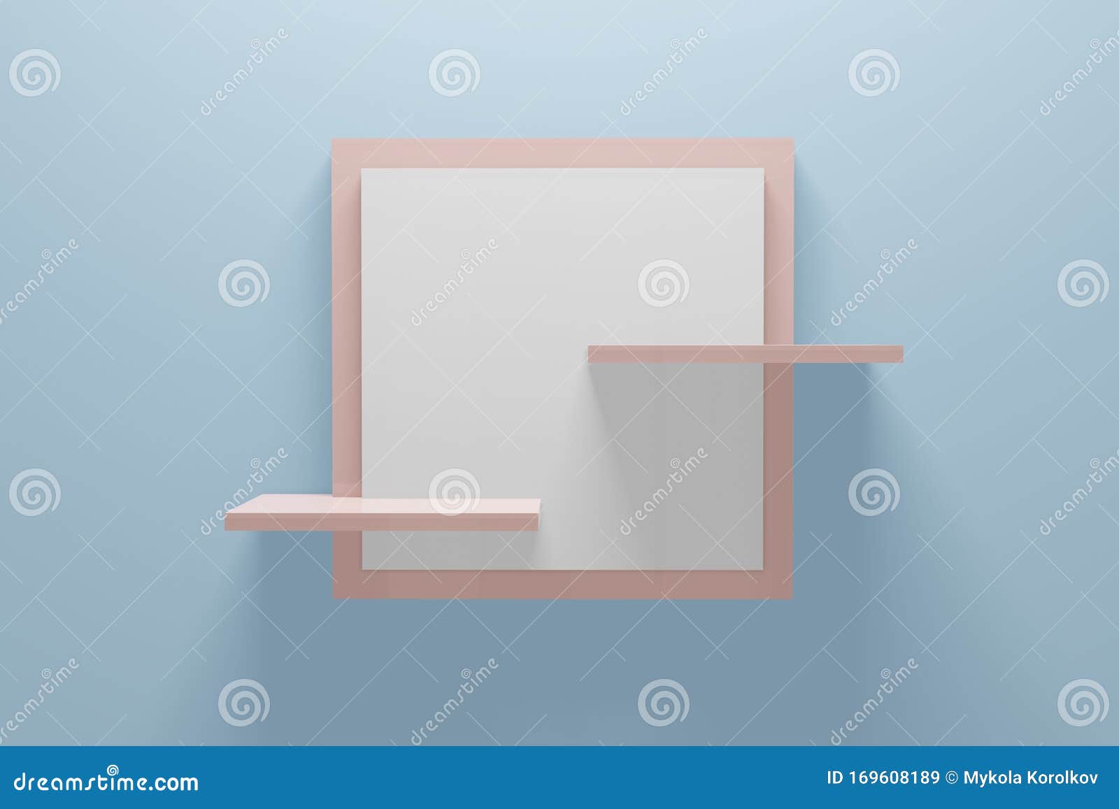 Empty Shelf Pedestal on Light Blue. Front View Minimal Interior Concept ...