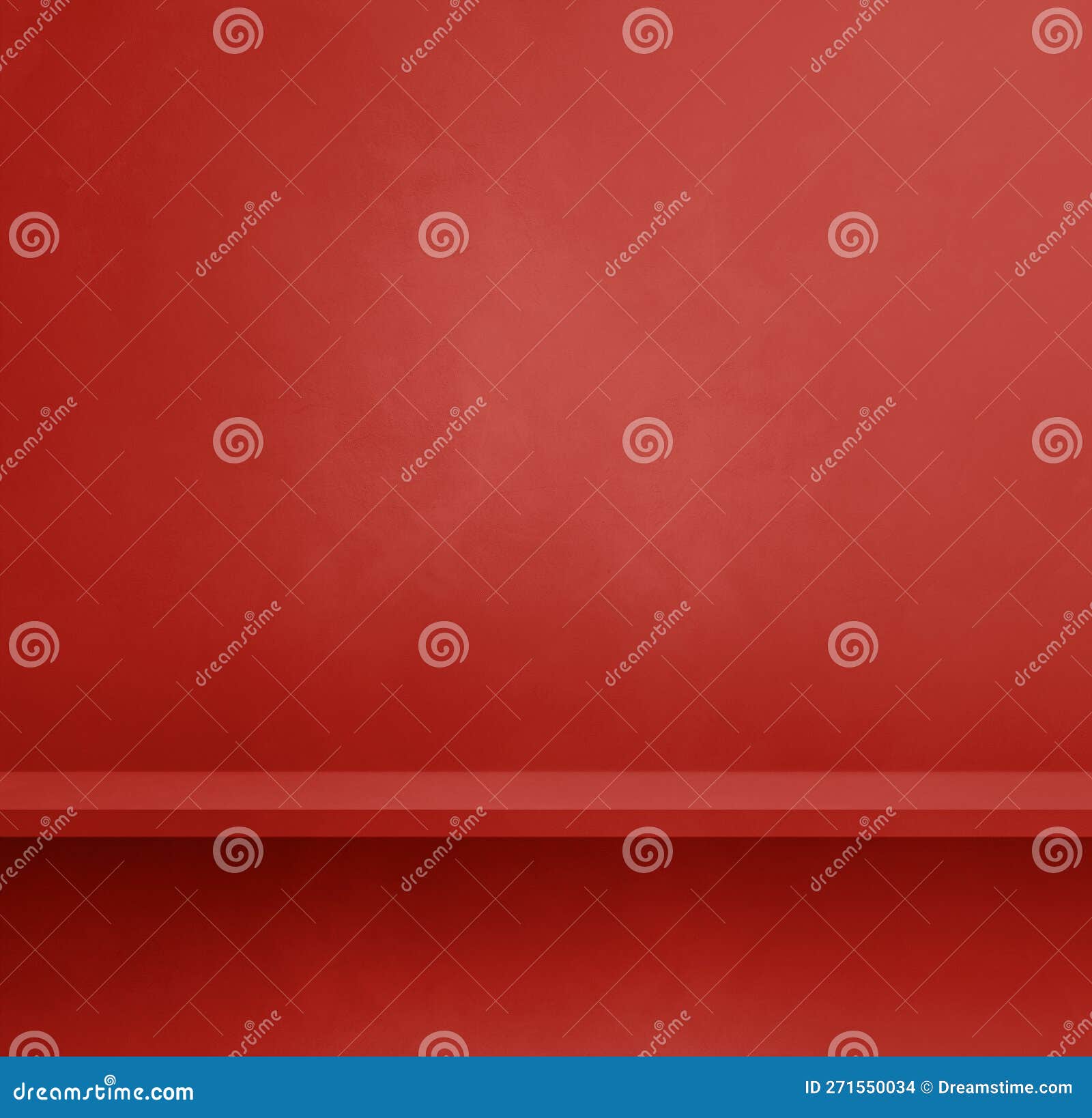 Empty Shelf on a Red Concrete Wall. Background Template. Square Mockup ...