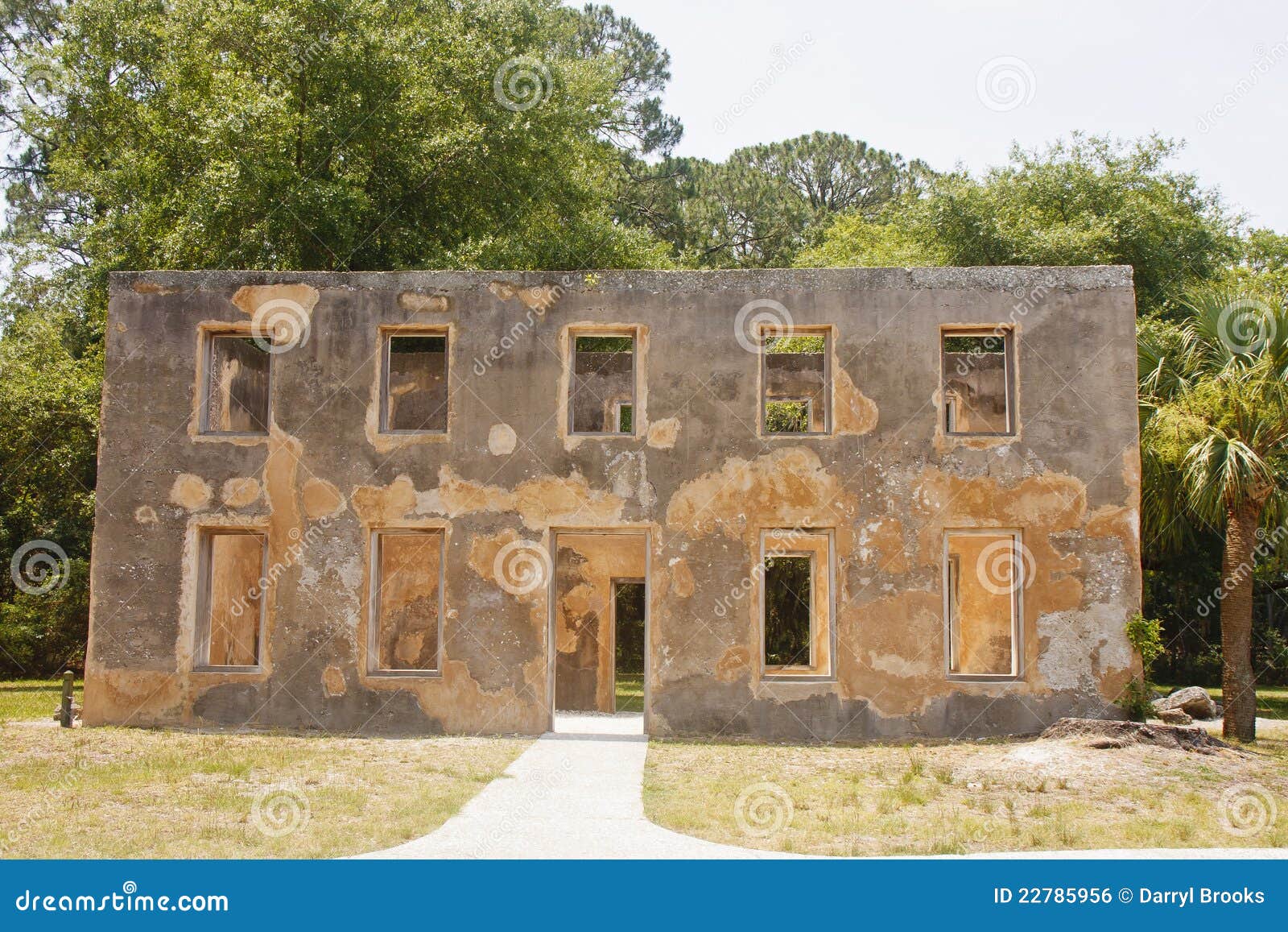 Empty Shell of an Old Stucco Building Stock Photo - Image of structure ...