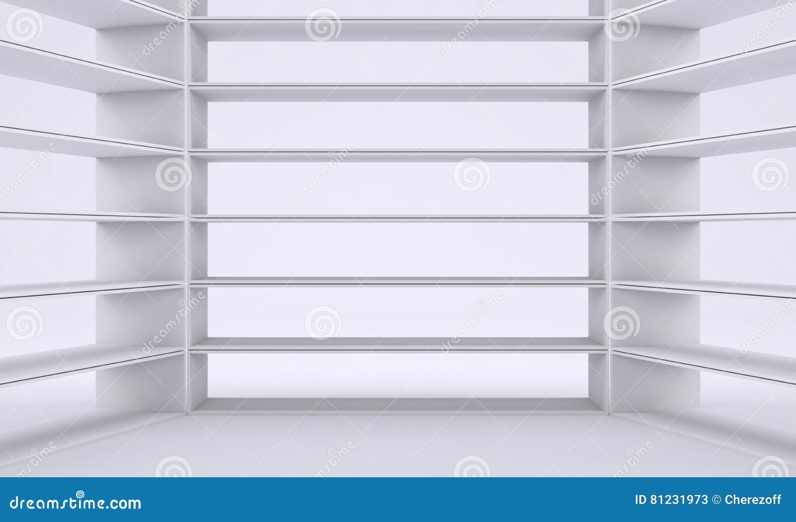 Empty Shelves, Blank Bookcase Library Stock Illustration - Illustration ...