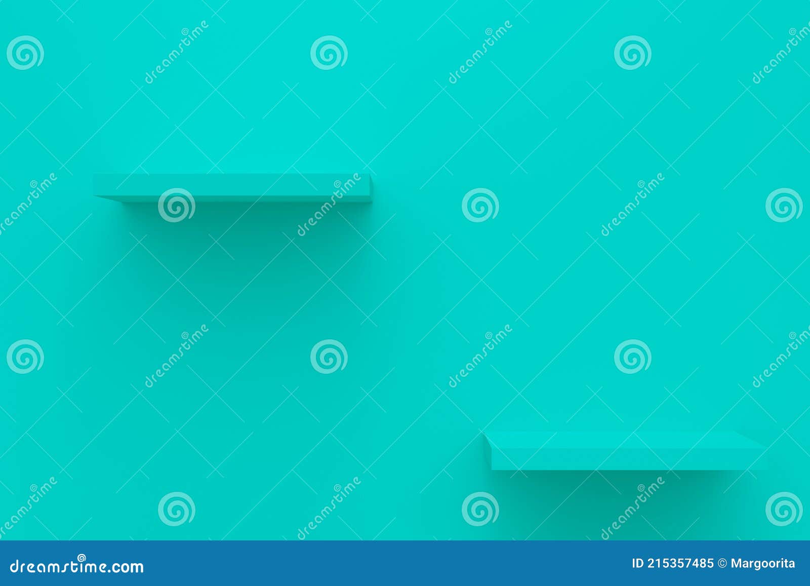 Empty Shelves on Blue Wall. 3d Rendering Stock Illustration ...