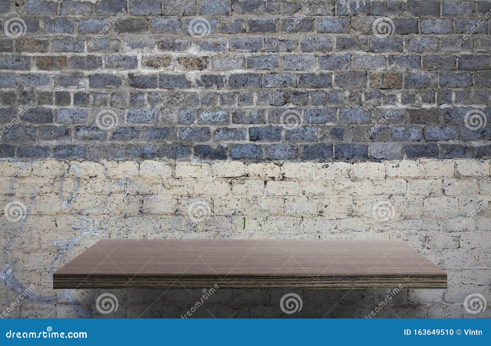 Old empty shelves stock photo. Image of mock, shelf - 163649510