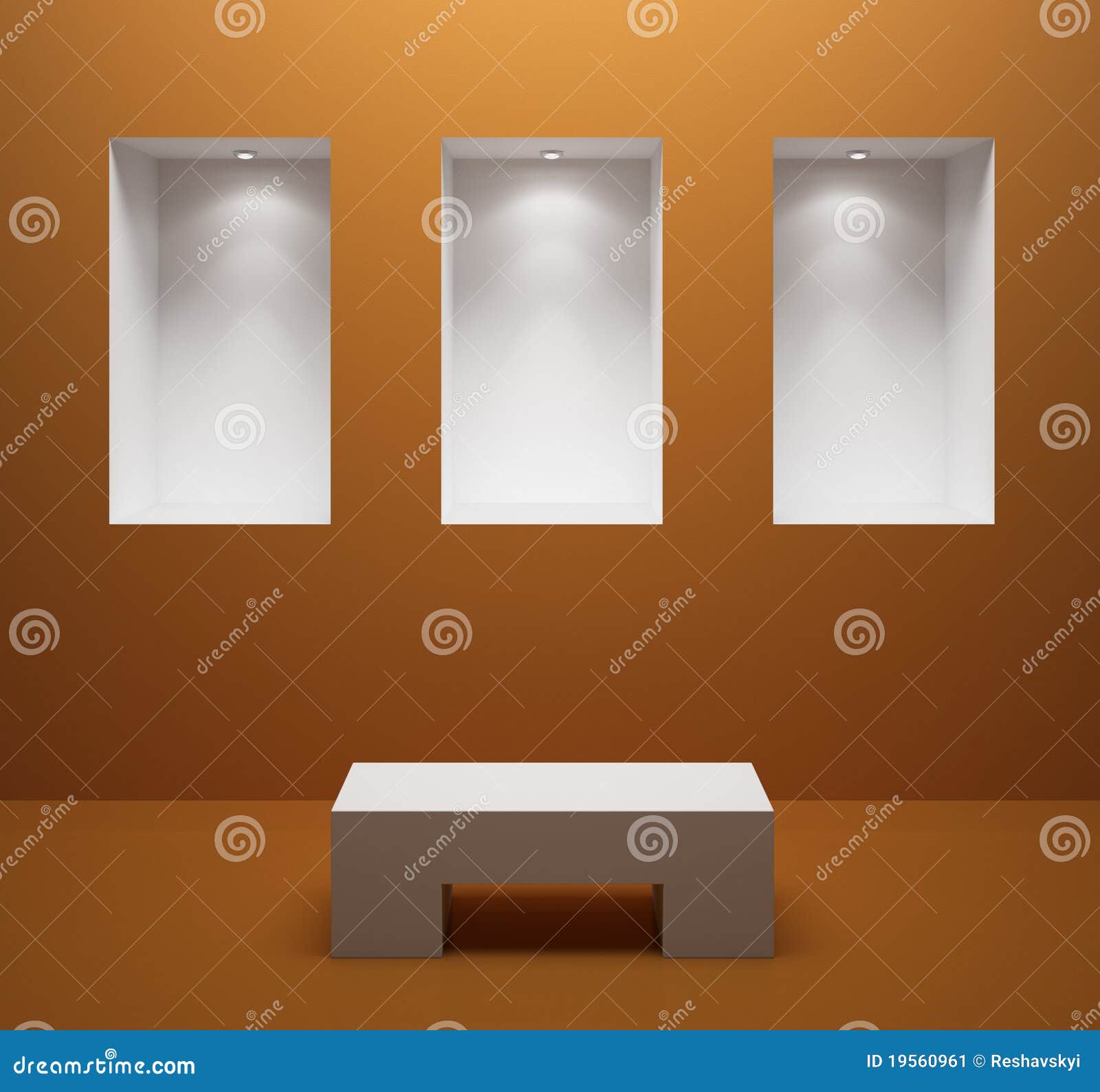 Empty Shelves for Exhibit in the Room Stock Illustration - Illustration ...