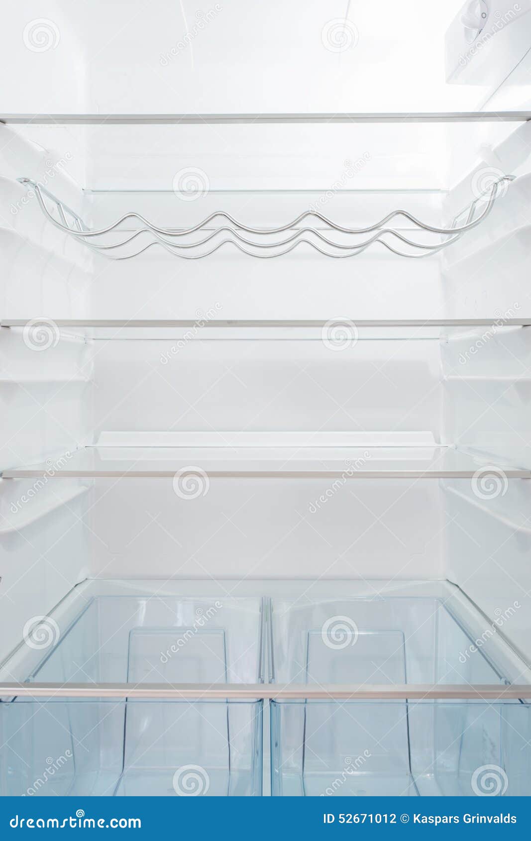 Empty shelves in fridge stock photo. Image of freezer - 52671012