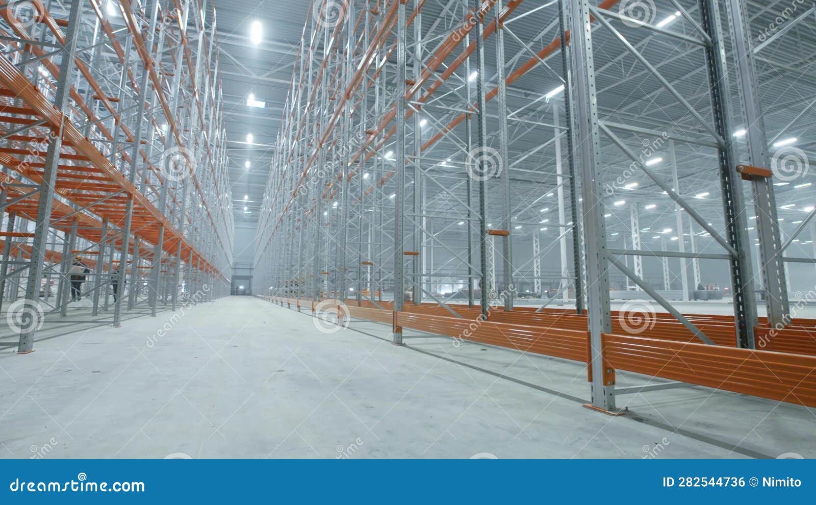Empty Shelves in Large Industrial Storehouse Stock Photo - Image of ...