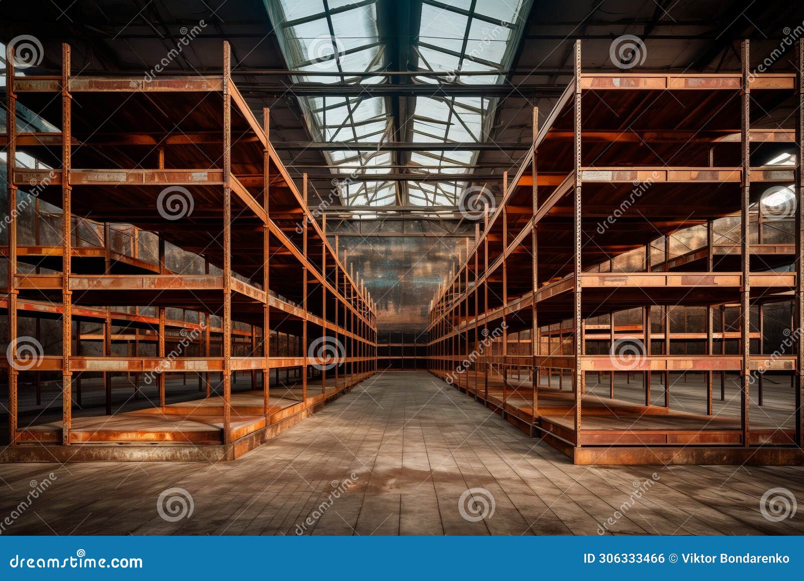 Empty Shelving in an Industrial Warehouse Stock Photo - Image of ...