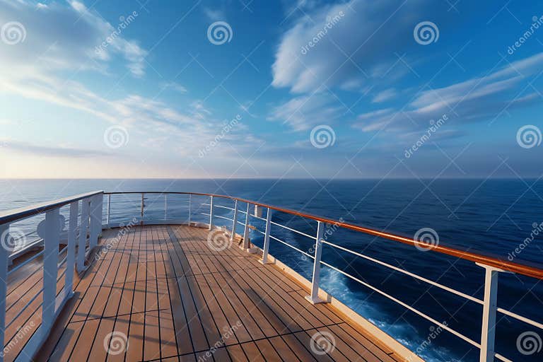 Empty Ship Deck with Ocean View and Blue Sky during Daytime Stock Image ...