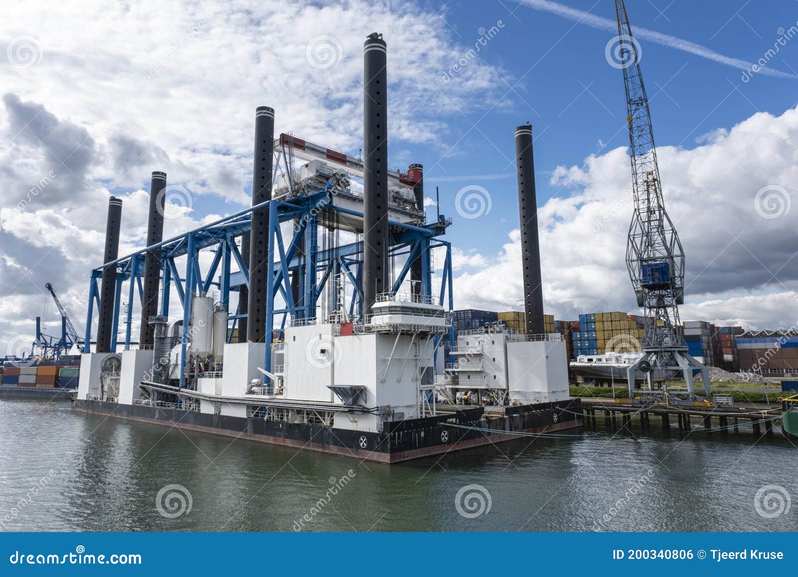 Empty Shipyard Floating Dry Dock in the Rotterdam Sea Port Stock Photo ...