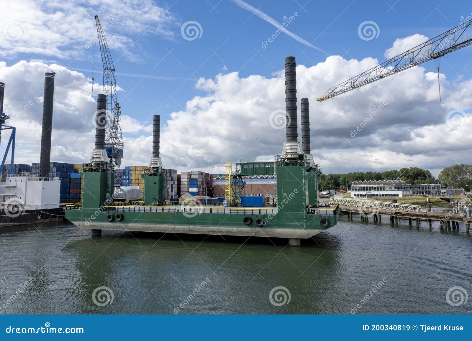 Empty Shipyard Floating Dry Dock in the Rotterdam Sea Port Stock Image ...