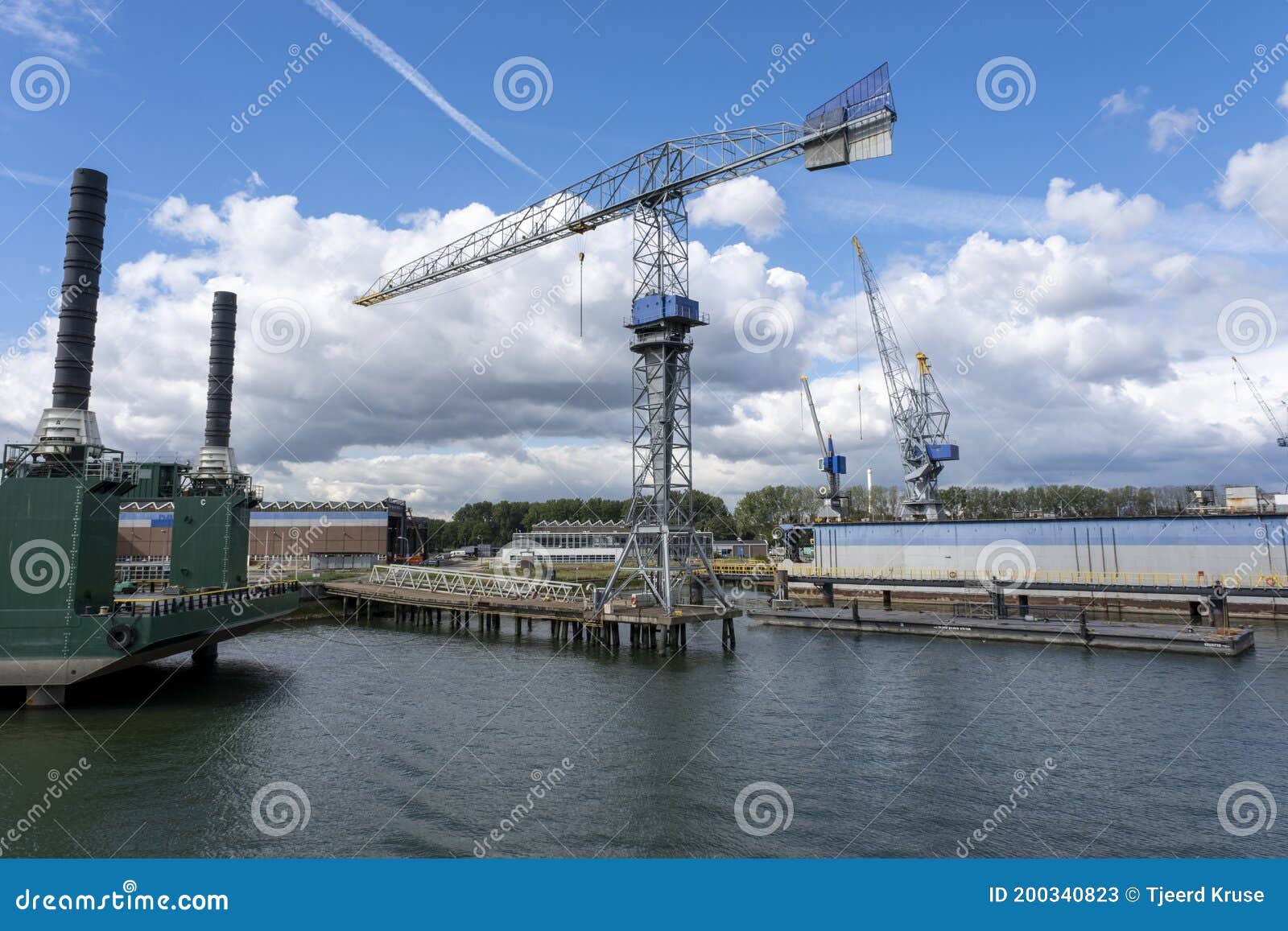 Empty Shipyard Floating Dry Dock in the Rotterdam Sea Port Stock Image ...