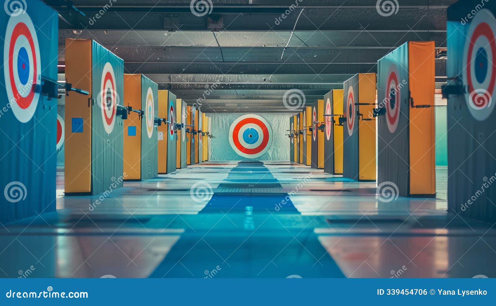 Empty Shooting Range with Multiple Targets Posed in a Row. Concept of ...