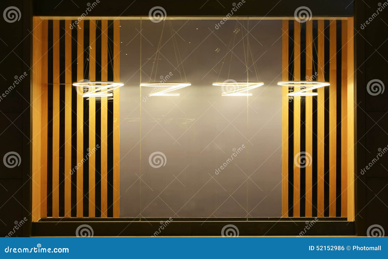 Empty Shop Window Decorated with Led Droplight Stock Illustration ...