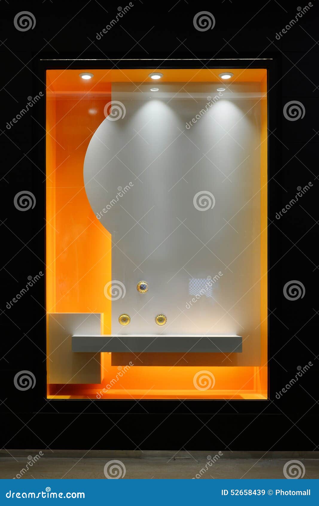 Empty Shop Window Decorated with Led Light Stock Illustration ...