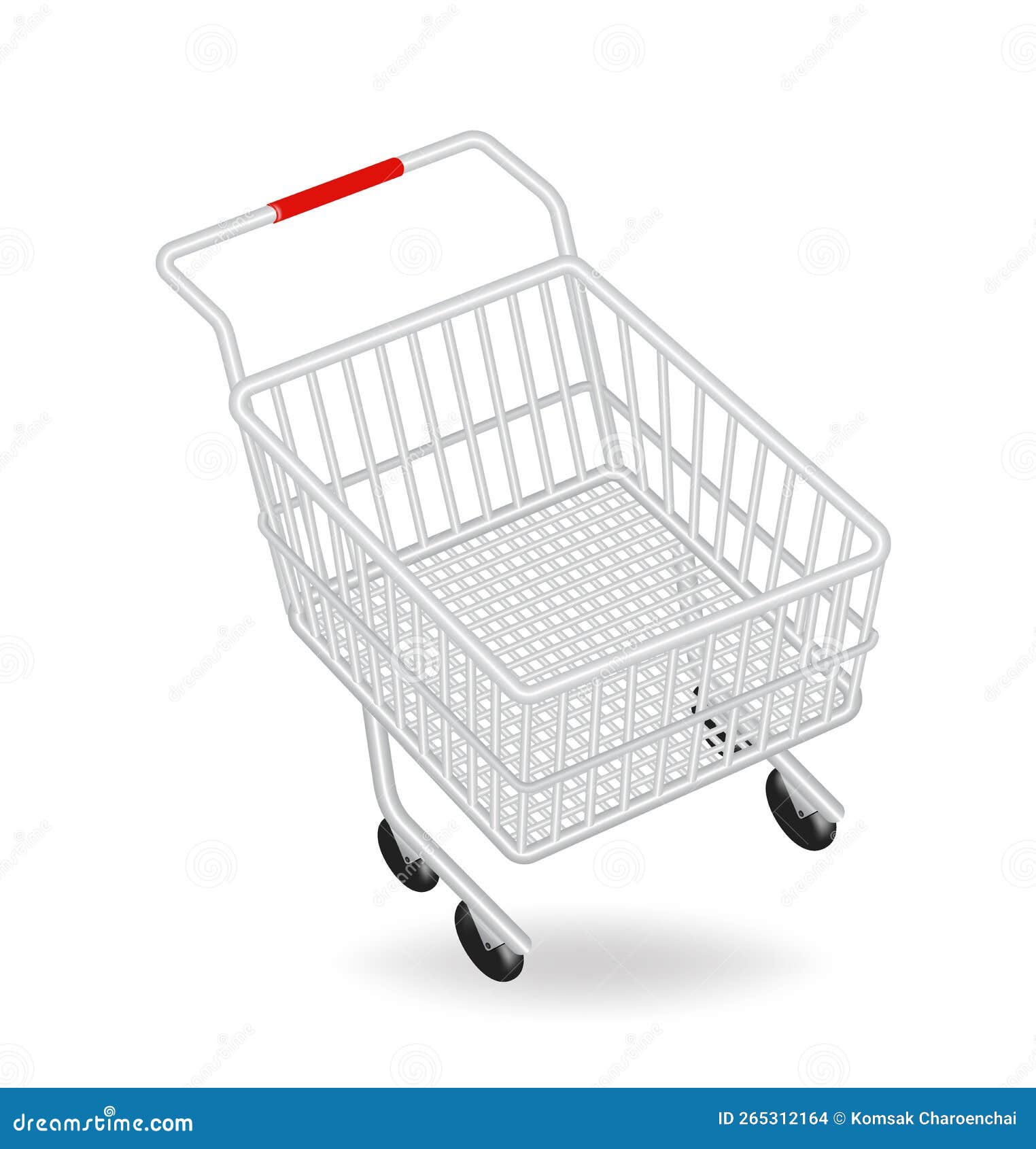 Empty Shopping Cart Side View on a White Background for Designing ...