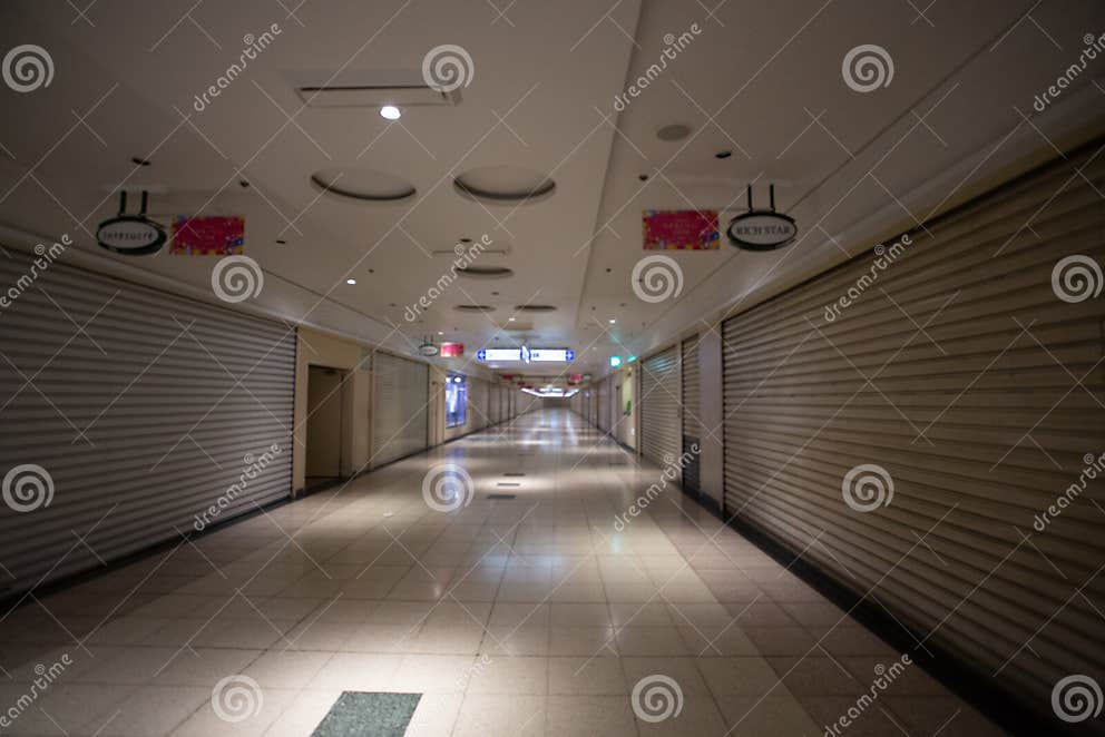 Empty Shopping Mall Corridor during Closing Hours Stock Photo - Image ...