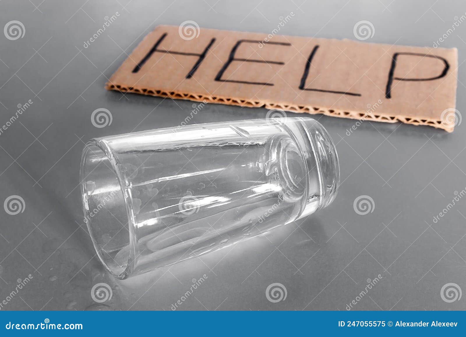 Empty Shot Glass and Lettering Help Alcoholism Habits Concept Stock ...