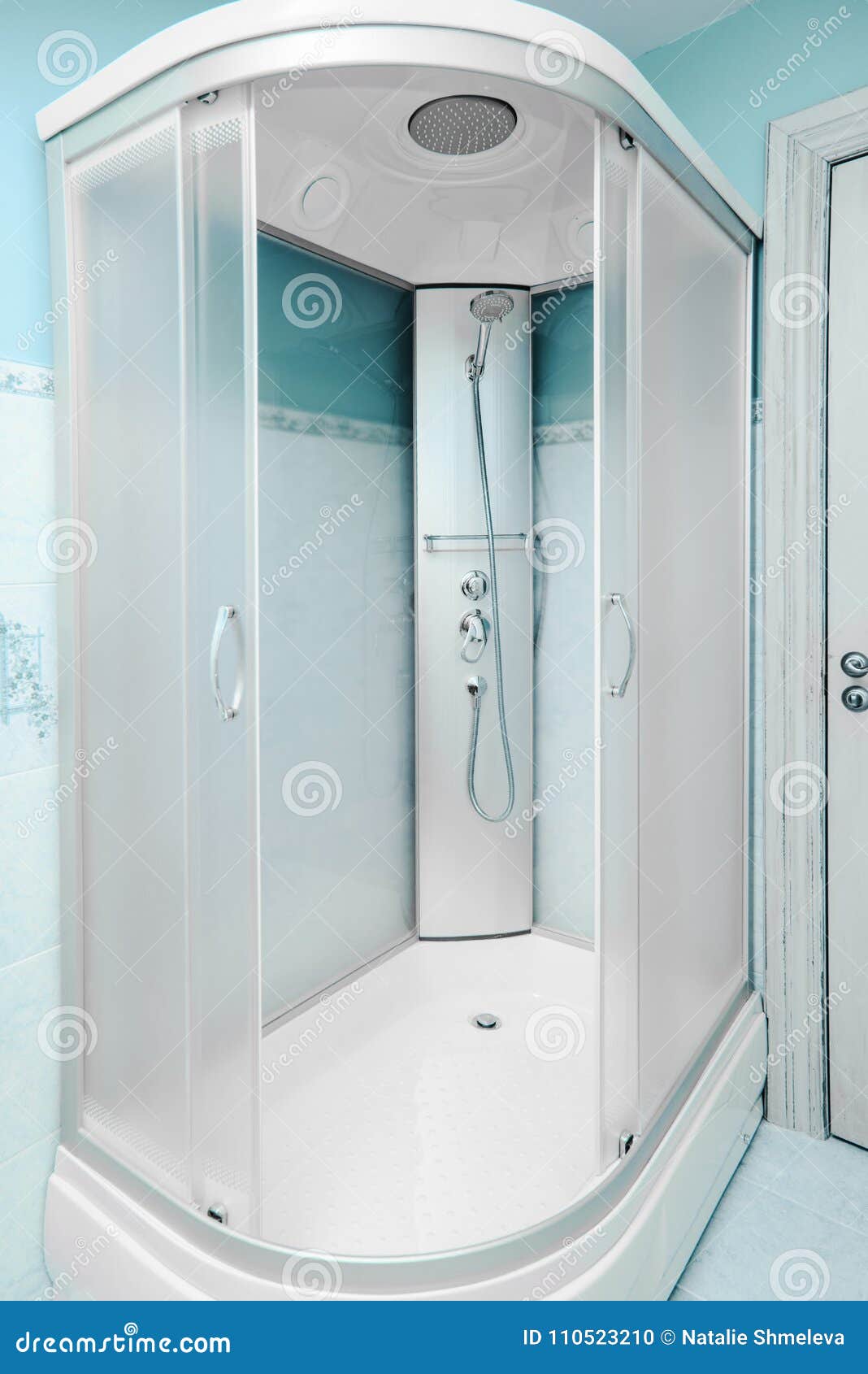 Empty shower cabin stock photo. Image of technology - 110523210
