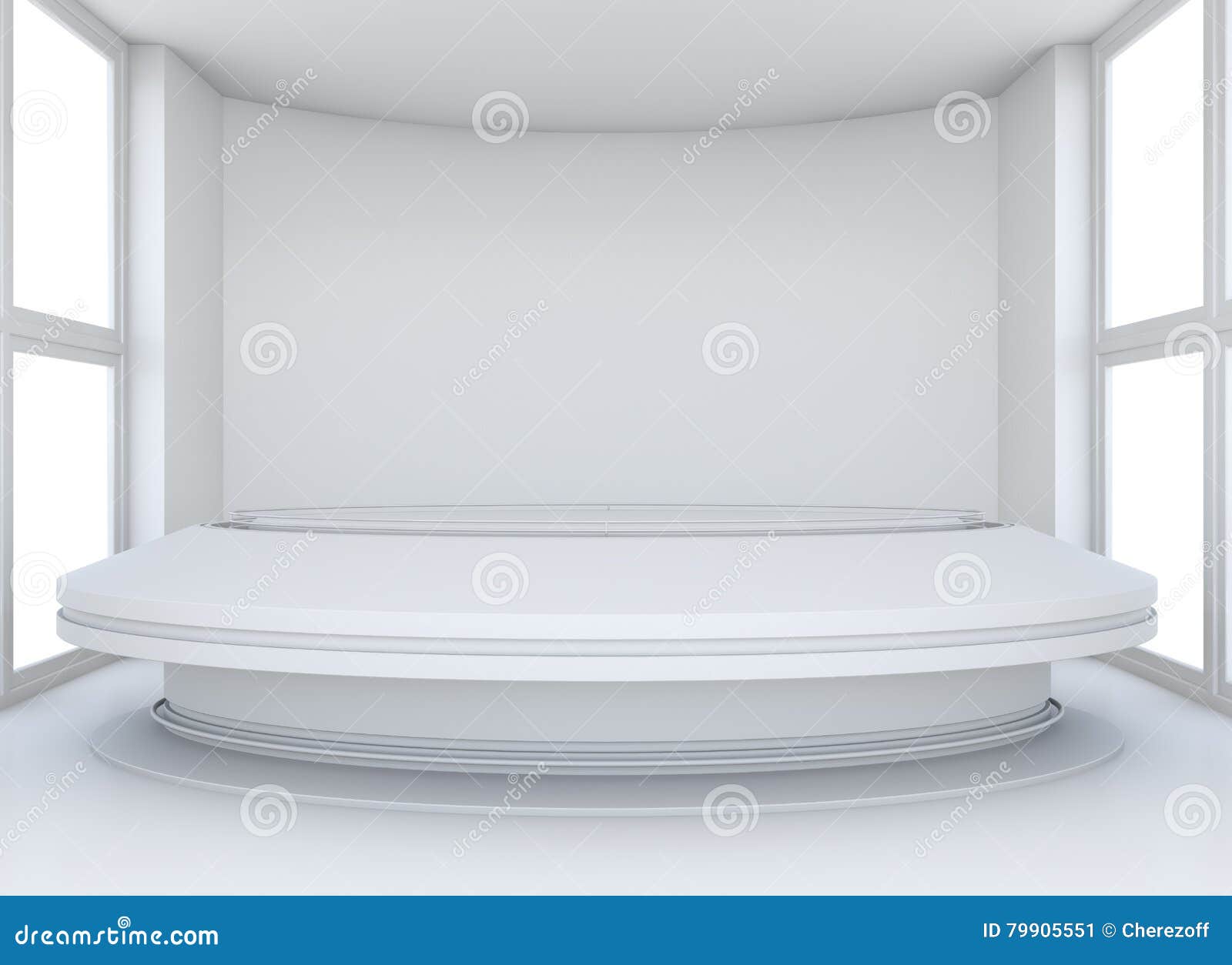 Empty Showroom with Circle Table for Exhibit Stock Illustration ...