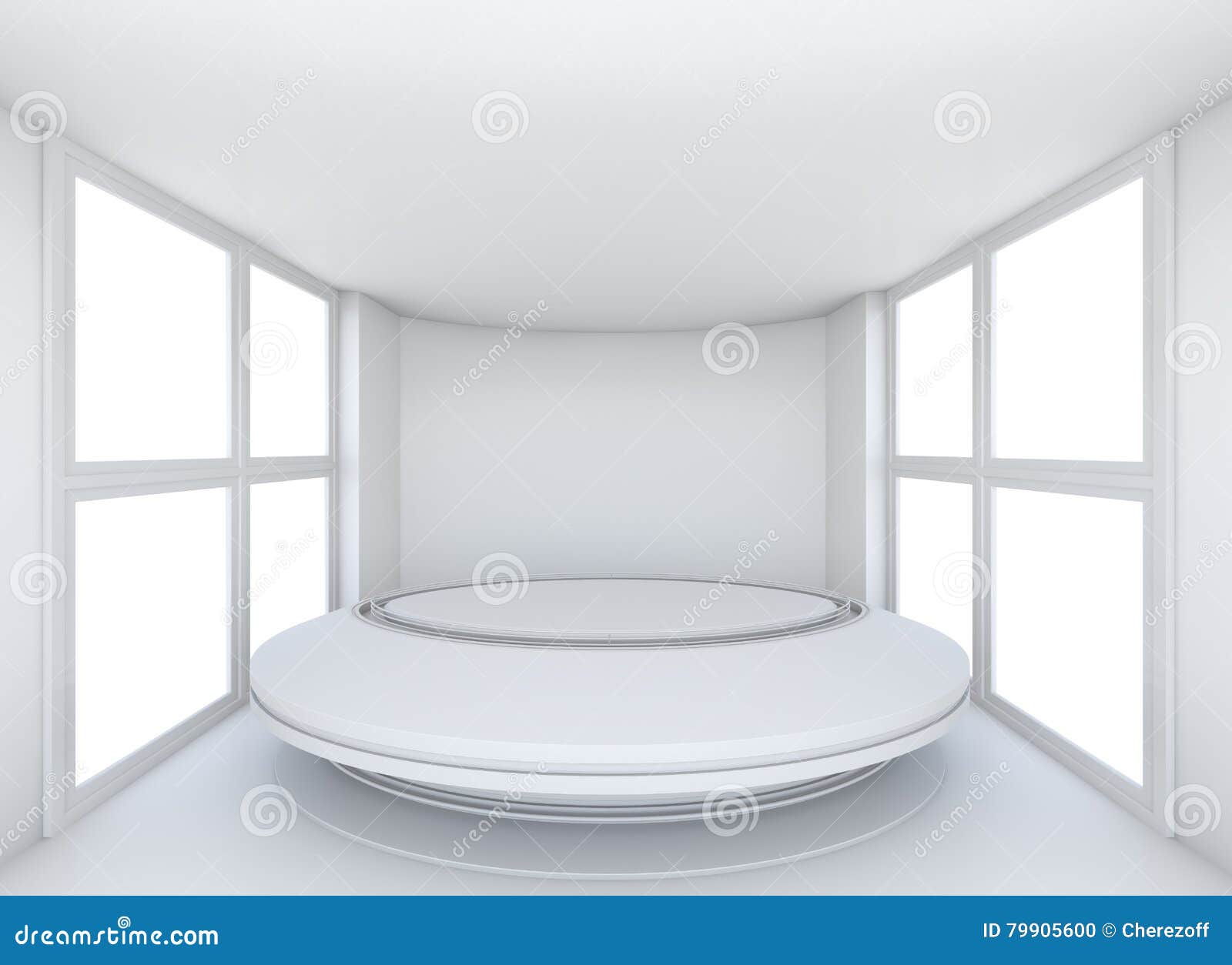 Empty Showroom with Circle Table for Exhibit Stock Illustration ...