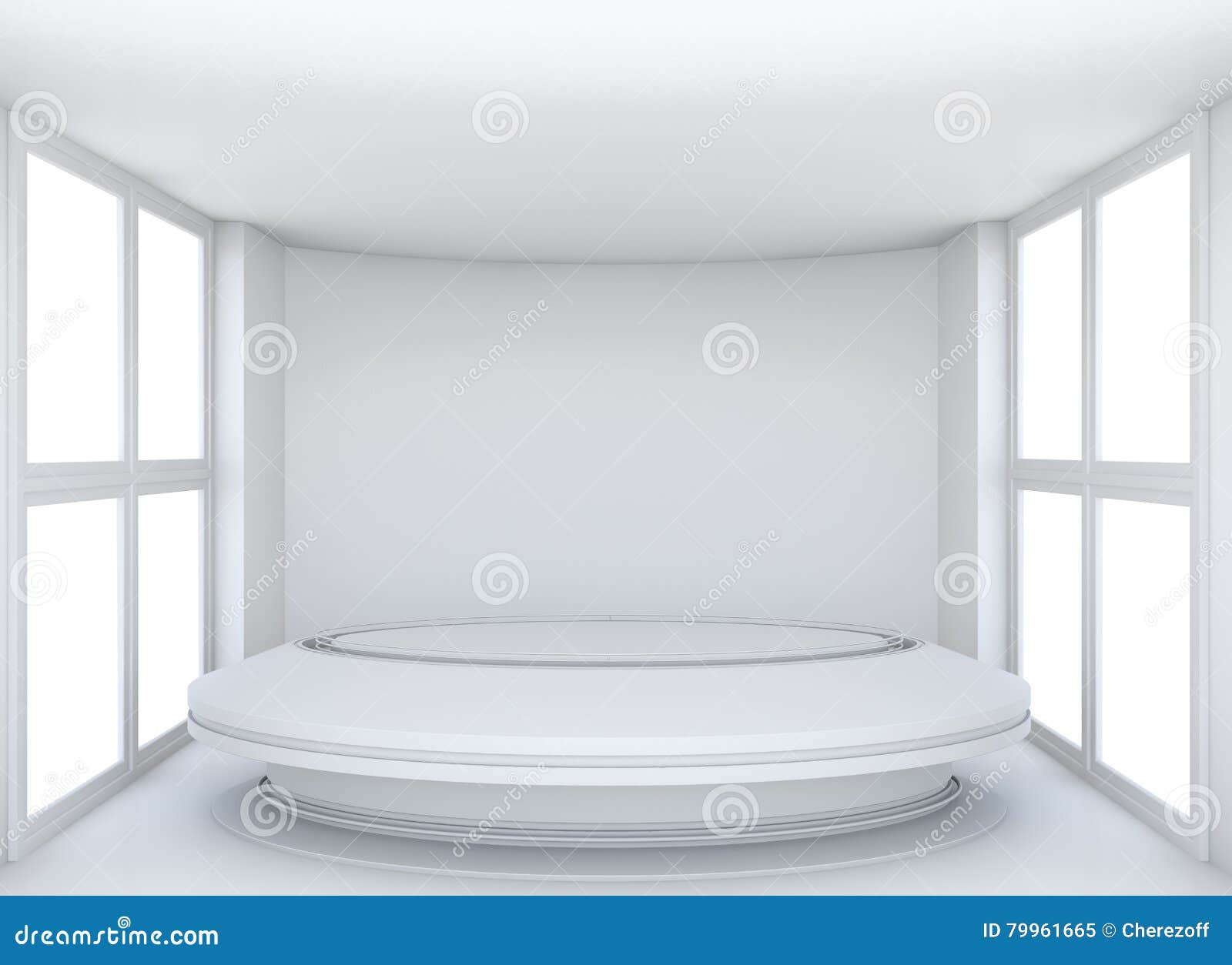 Empty Showroom with Circle Table for Exhibit Stock Image - Image of ...