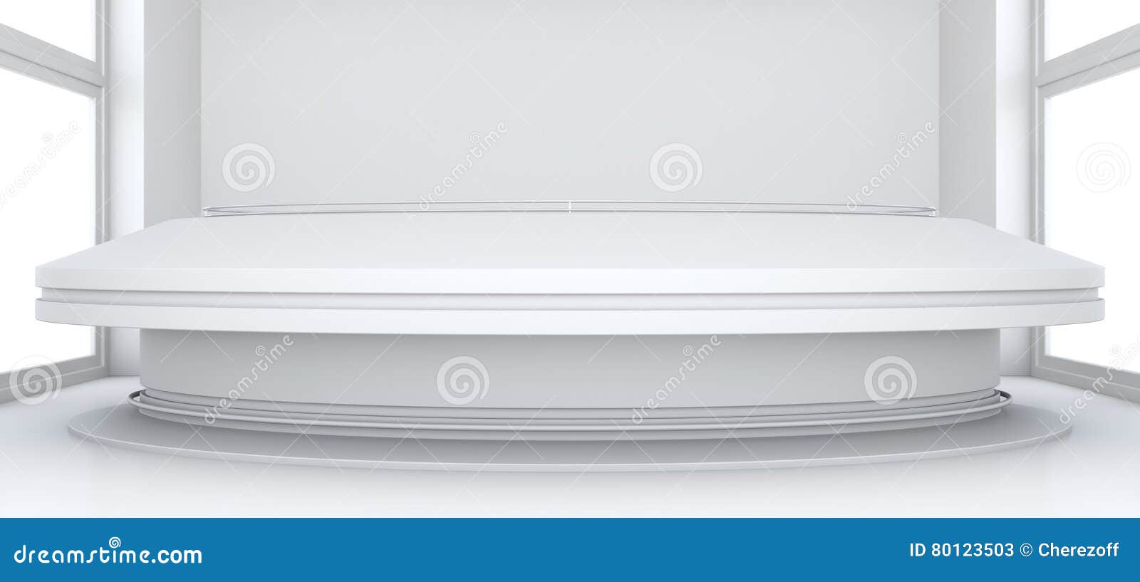 Empty Showroom with Circle Table for Exhibit Stock Illustration ...