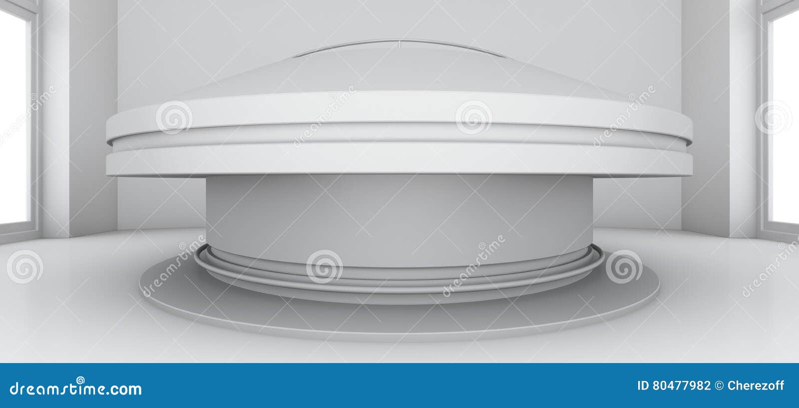 Empty Showroom with Circle Table for Exhibit Stock Illustration ...