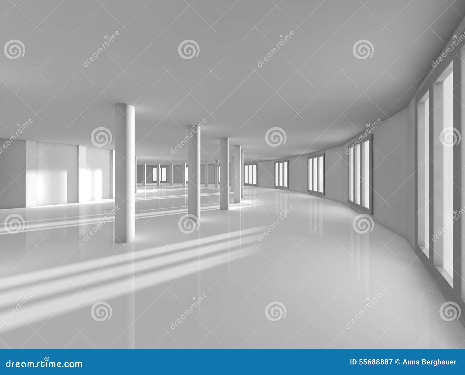 Empty Showroom 3D Rendering Stock Illustration - Illustration of ...