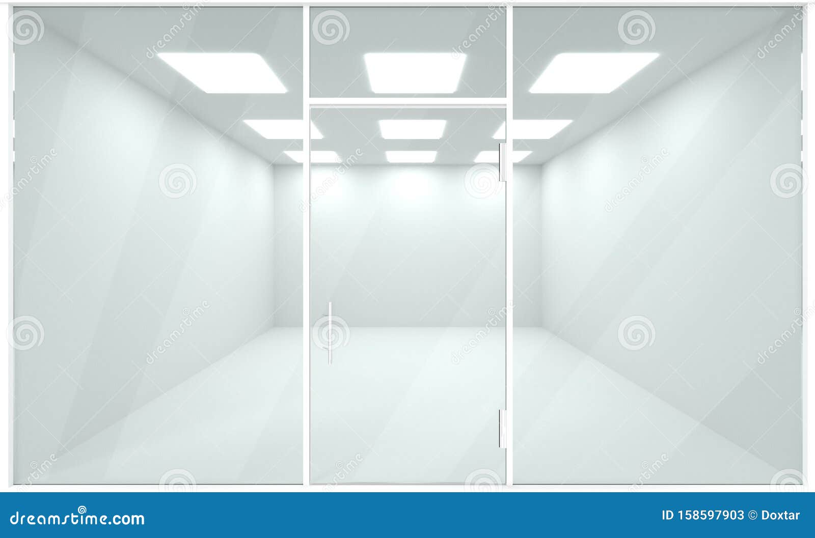 Empty Showroom Interior, Template Mock Up 3d Render, Vitrine Storefront ...