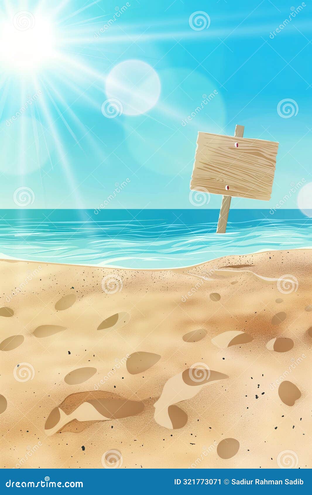 Empty sign on the beach. stock illustration. Illustration of sand ...