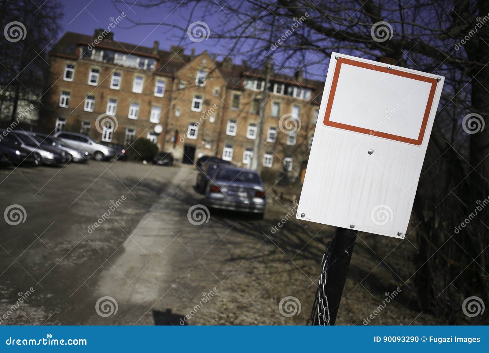 Empty Sign with Old Building in the Background Stock Photo - Image of ...