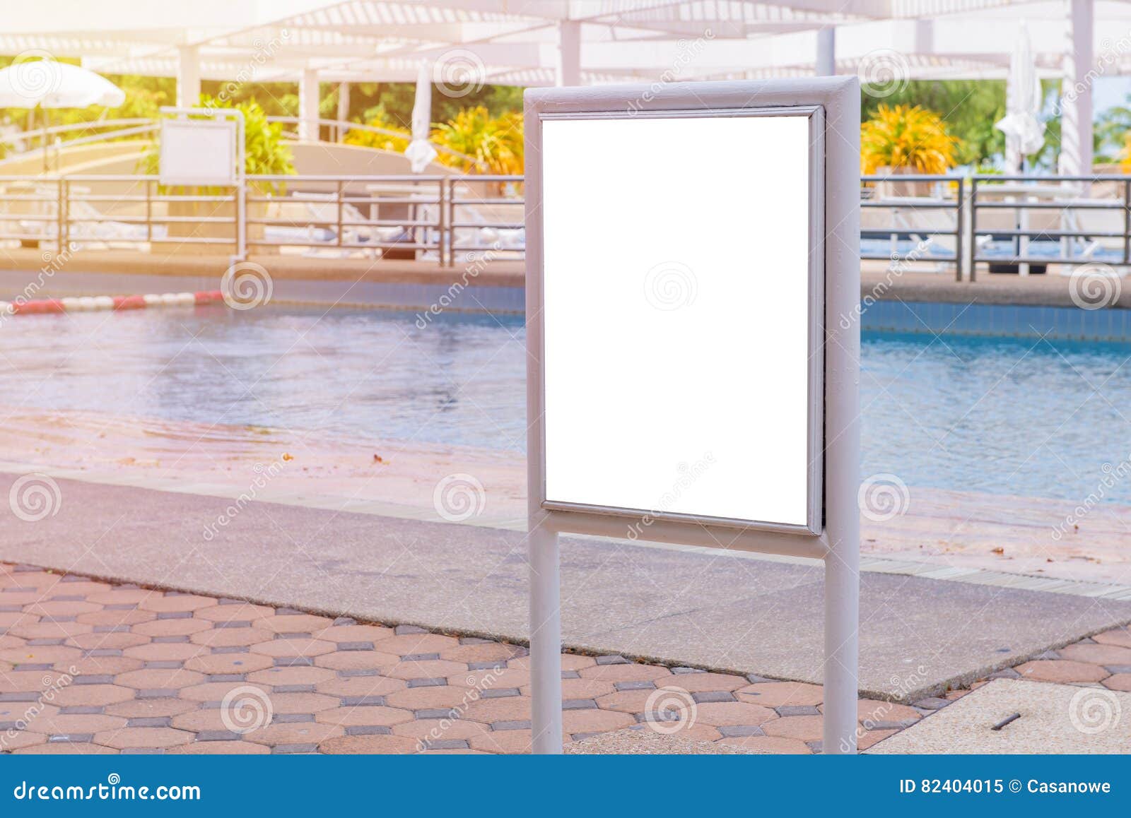 Empty of Sign Standing Near a Swimming Pool Stock Image - Image of ...