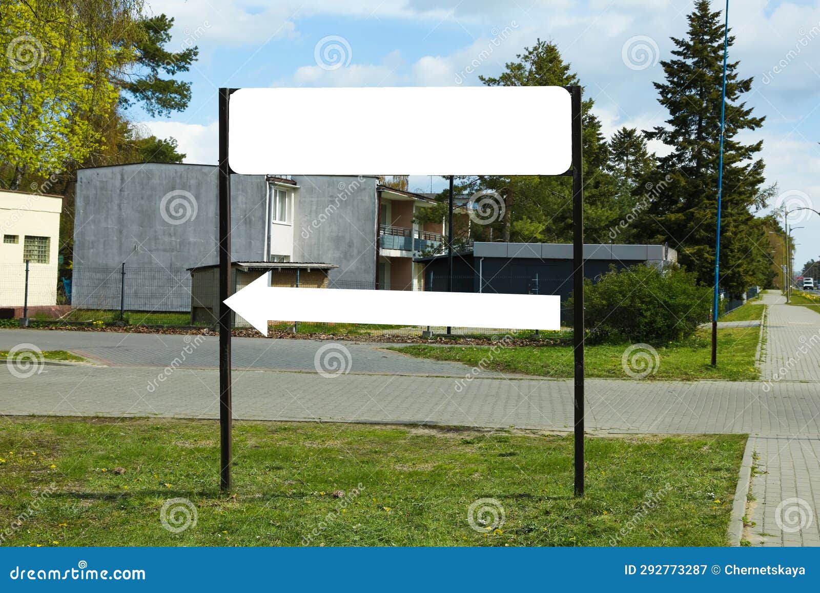 Empty Signboard with Arrow Outdoors. Mock-up for Design Stock Image ...