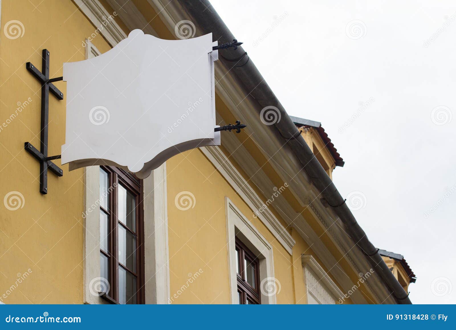 Empty Signboard on a Building with Classical Architecture Stock Photo ...