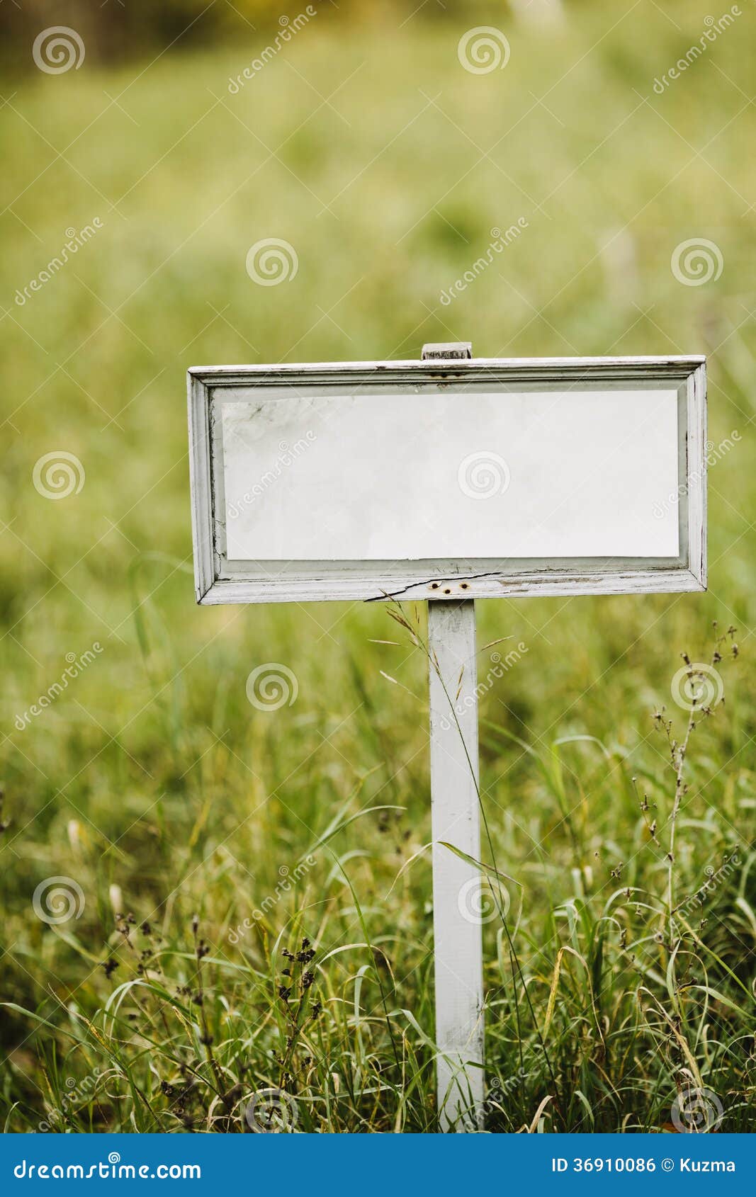 Empty Signboard on a Green Field Stock Photo - Image of board, trespass ...