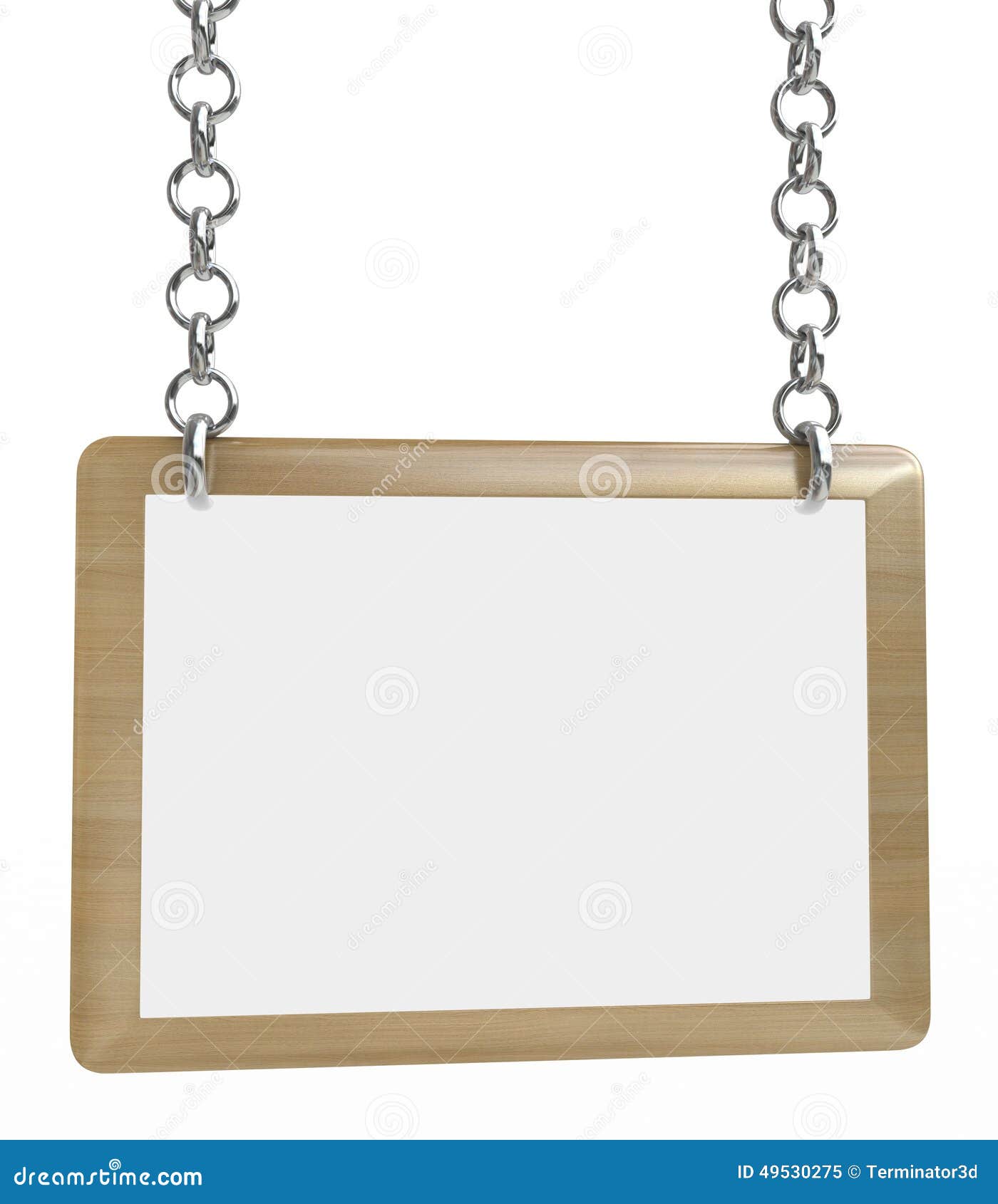 Empty Signboard Hanging on Brass Chains Stock Illustration ...