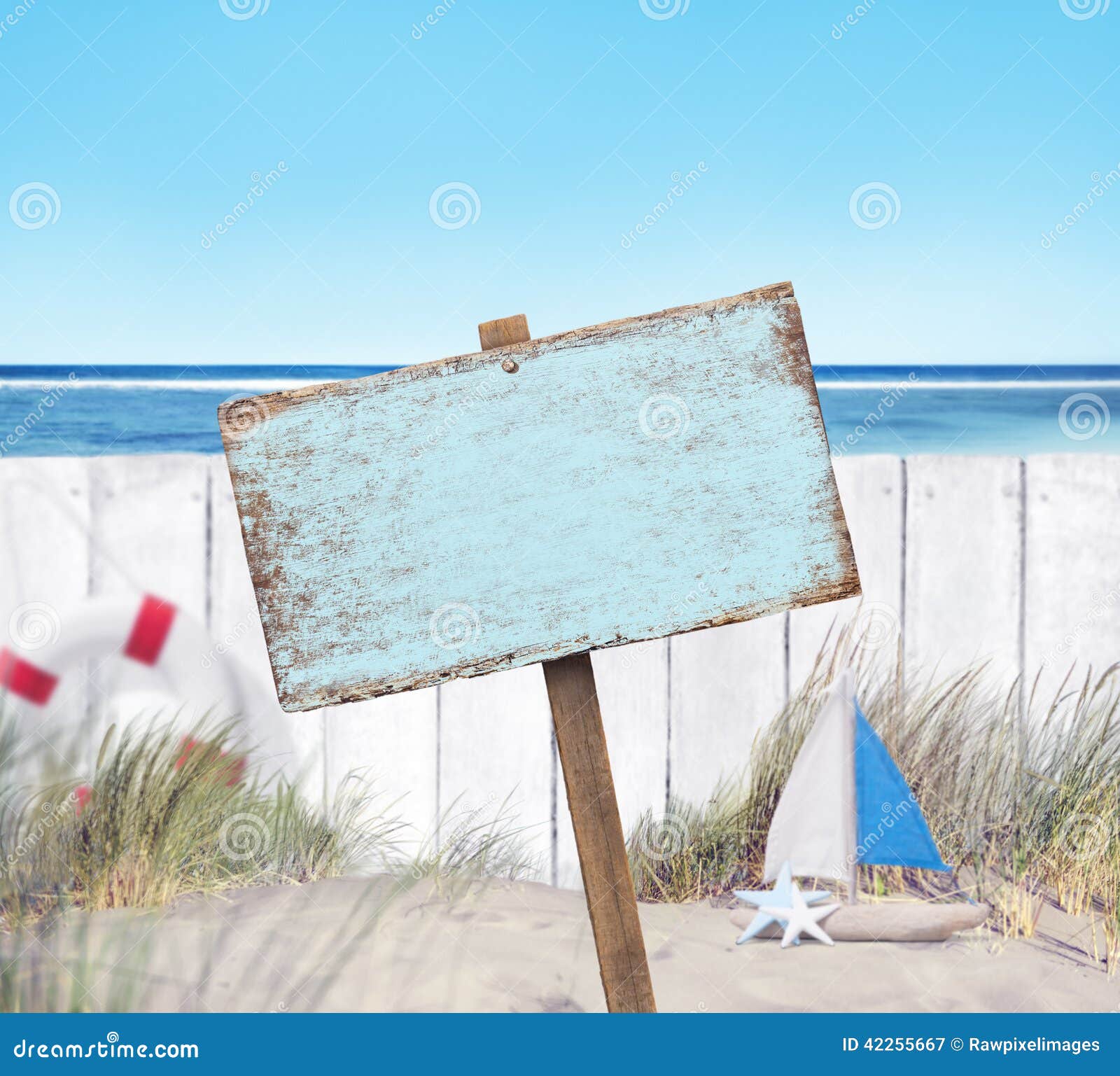 Empty Signboard. Seven Writable Handmade Blank Spaces. Light Blue Bac ...