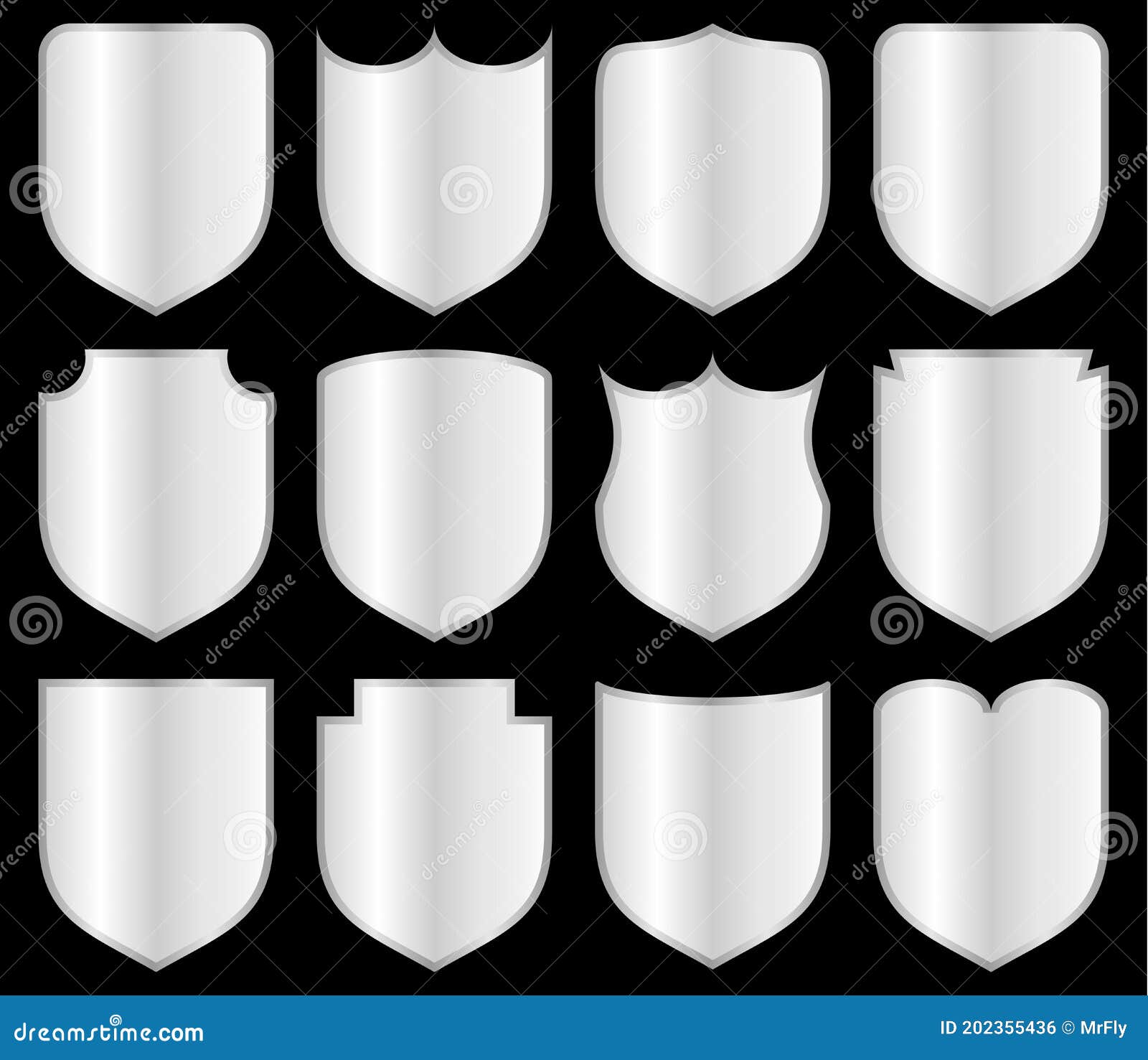 Empty Silver Frame Badges, Shields Set, Vector Illustration Stock ...