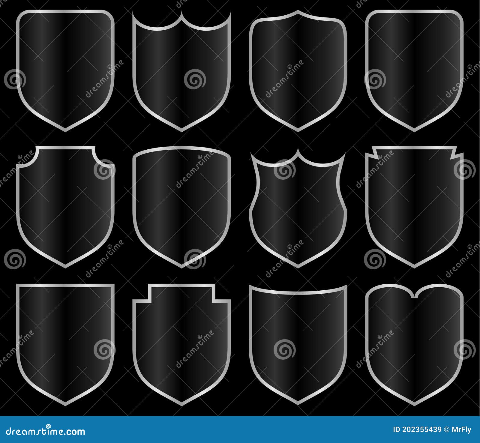 Empty Silver Frame Badges, Shields Set, Vector Illustration Stock ...