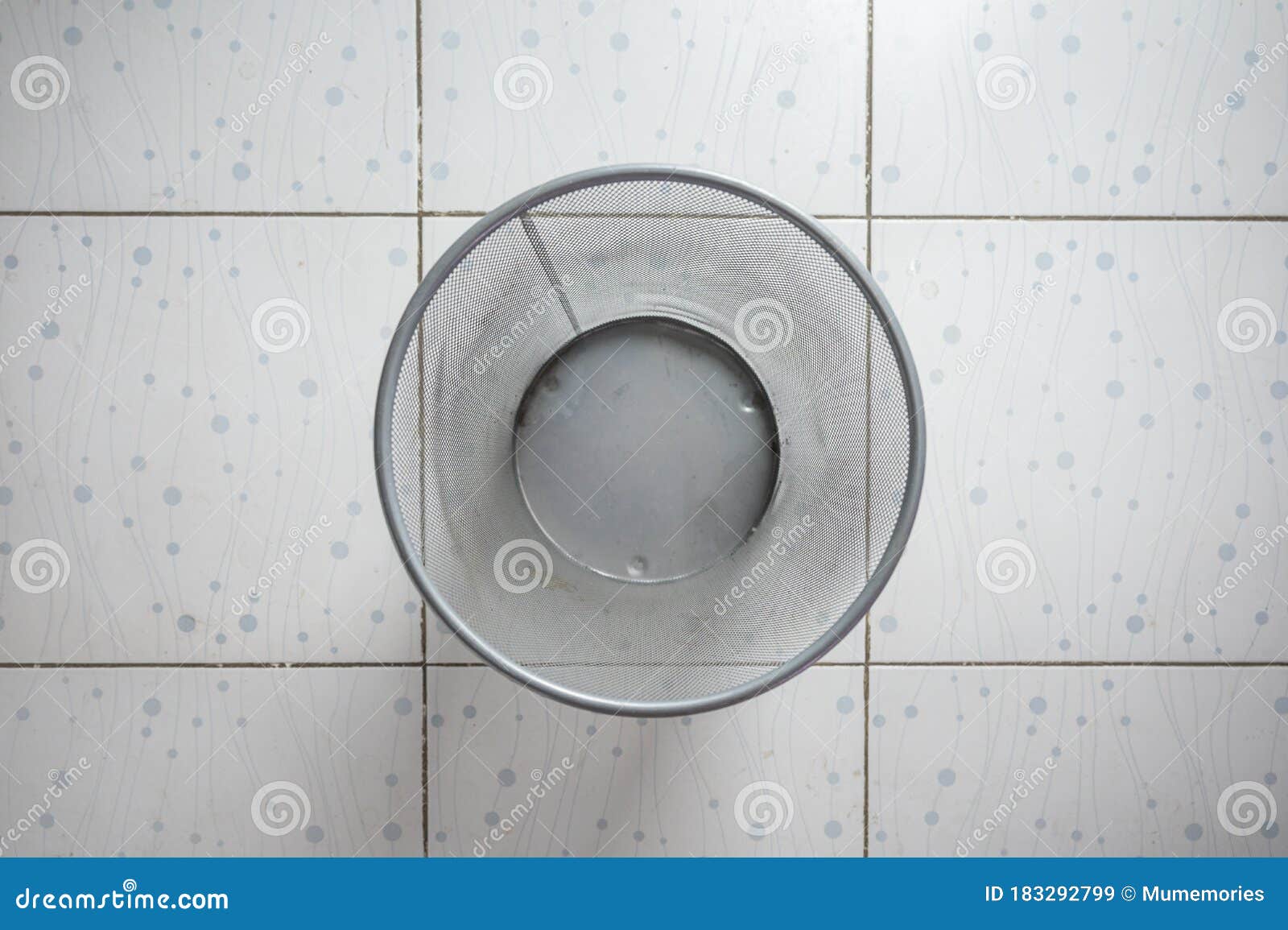 Empty of Silver Mesh Wastebasket on the Floor Stock Image - Image of ...